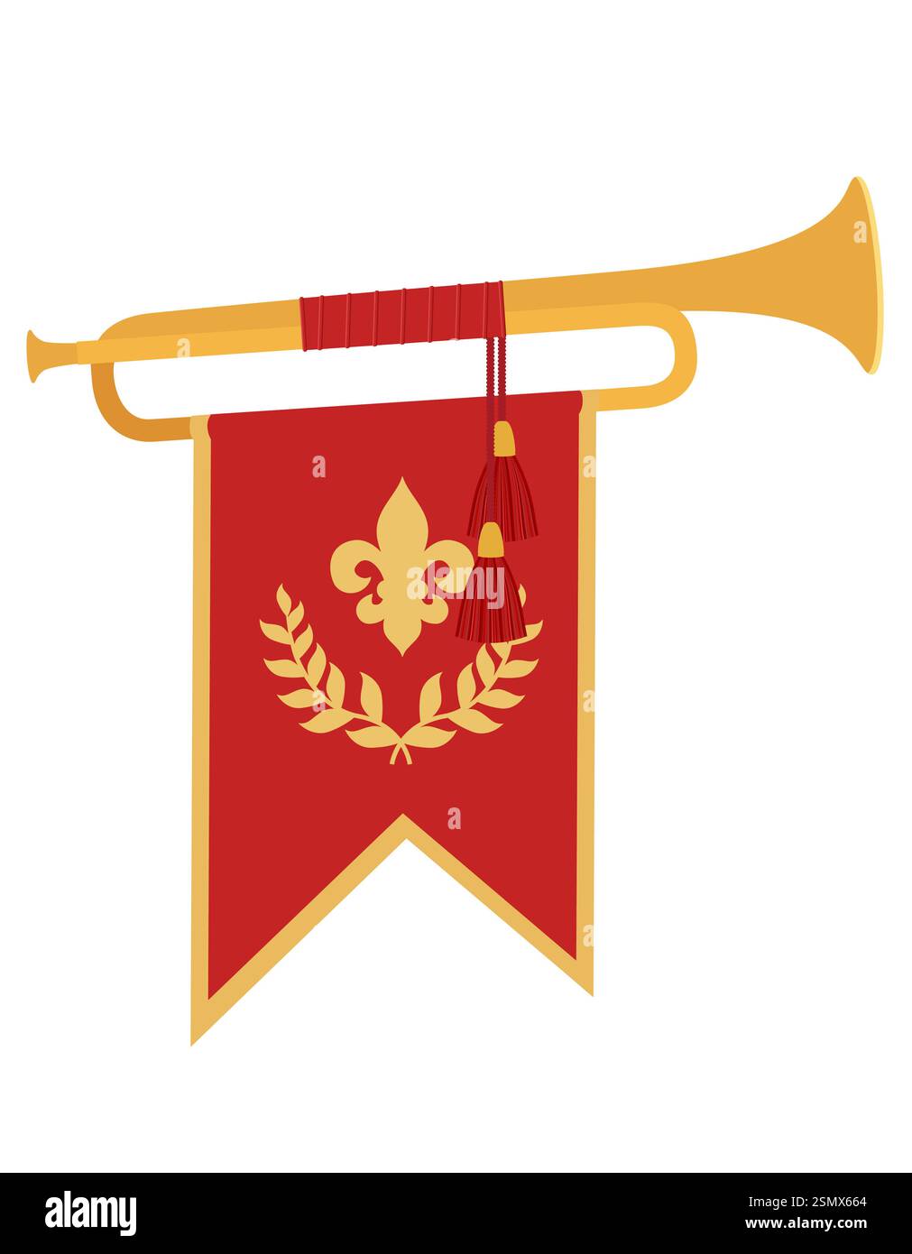 king royal golden horn trumpet flat style vector illustration isolated ...