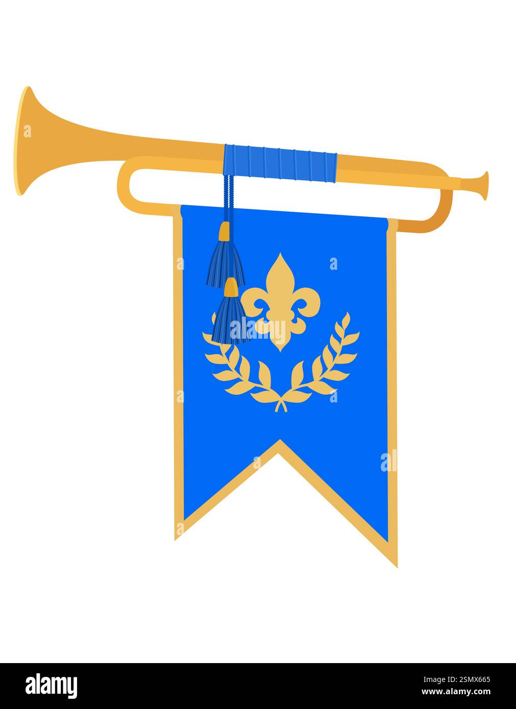 king royal golden horn trumpet flat style vector illustration isolated ...