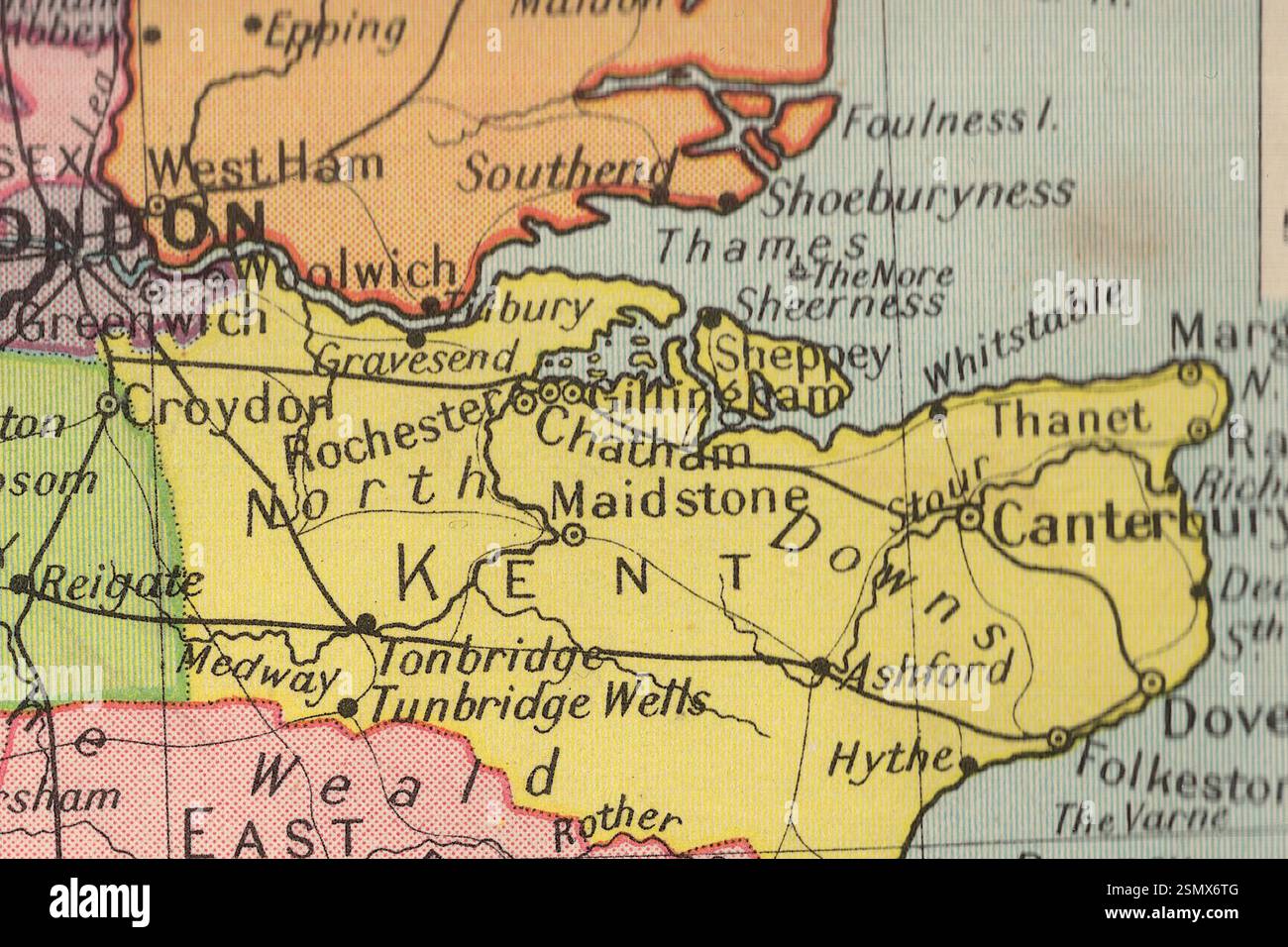 Map of kent 1940s hi-res stock photography and images - Alamy
