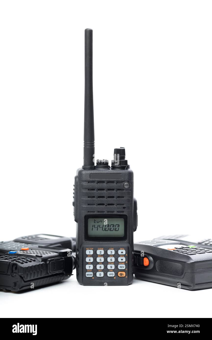 Communication Devices Arranged In A Creative Layout On A White Background Demonstrating Their