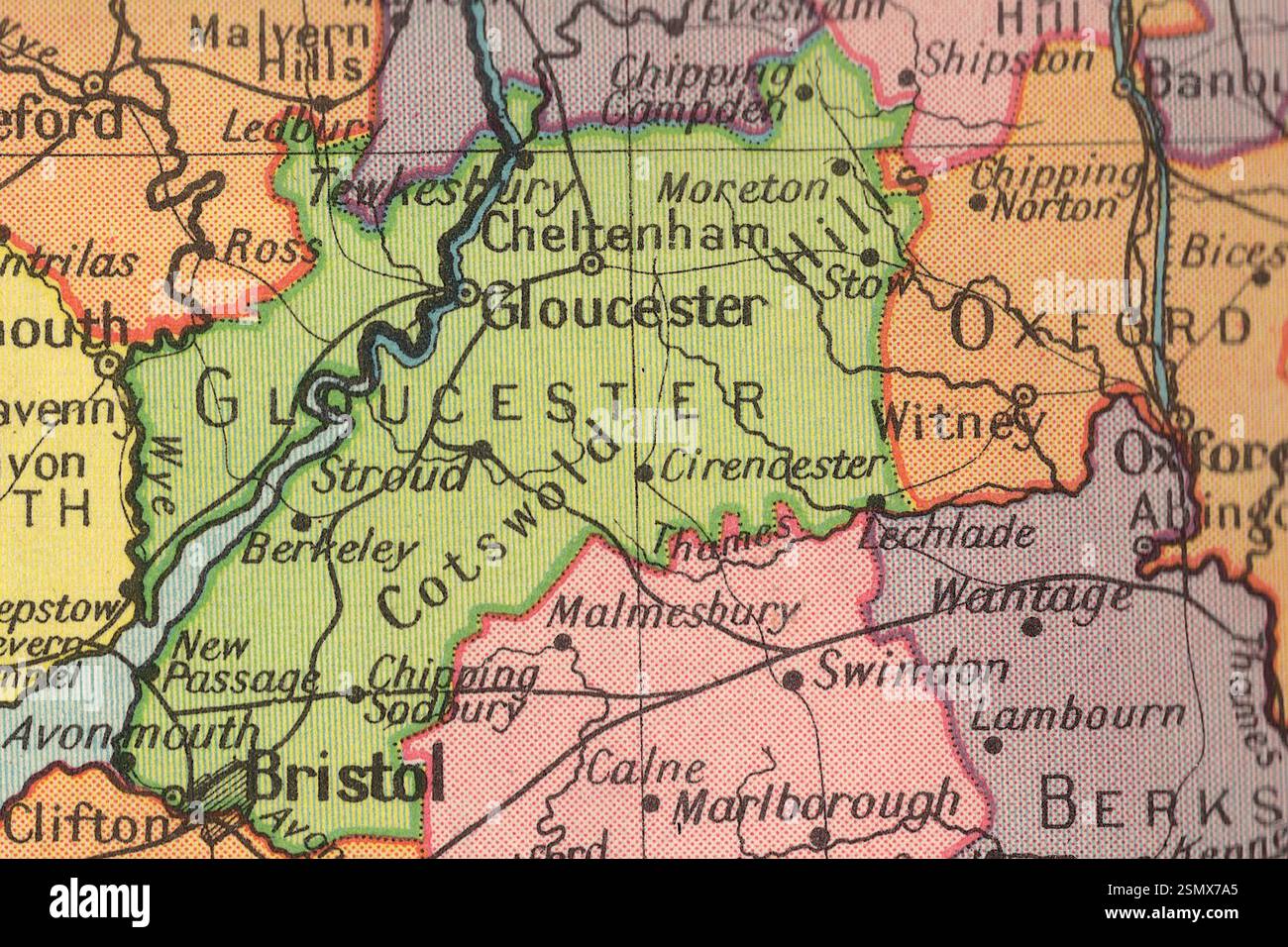 A vintage political map of Great Britain showing the county of ...