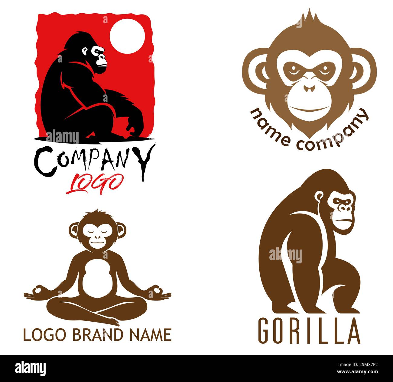 monkey gorilla chimpanzee logo creative and original for your business ...