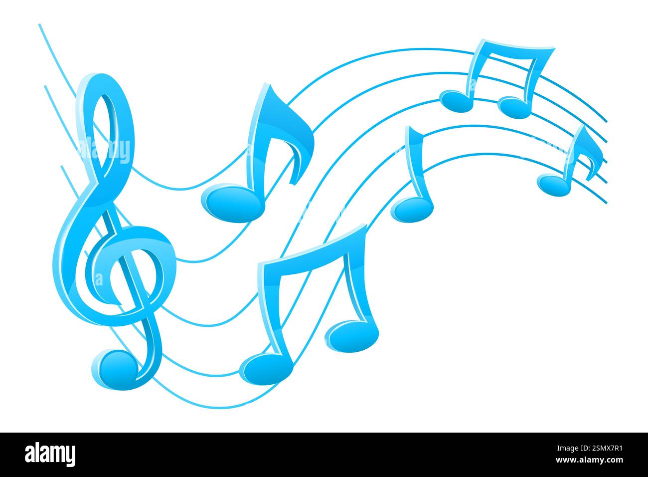 musical notes and treble clef vector illustration isolated on white ...