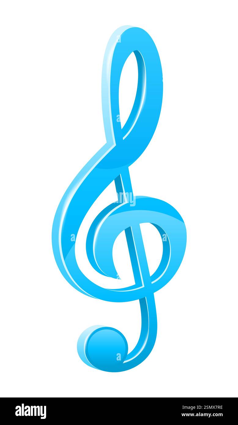 musical notes and treble clef vector illustration isolated on white ...