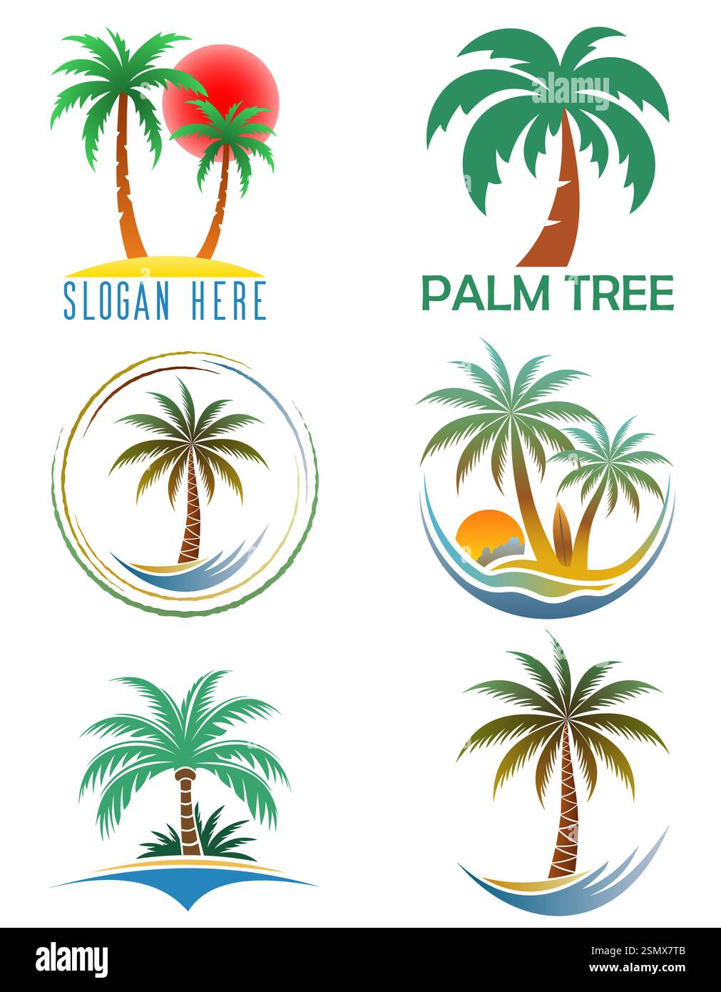 palm tree tropical logo for your business set logotype vector ...