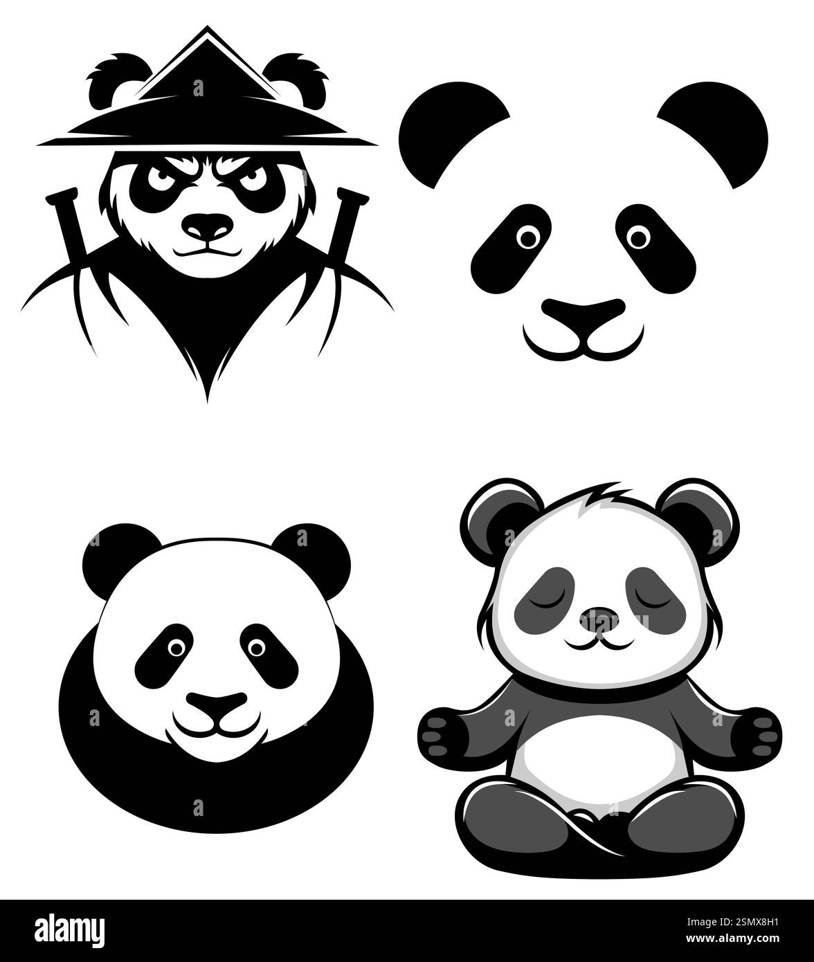 panda bear logo creative and original for your business or company set ...