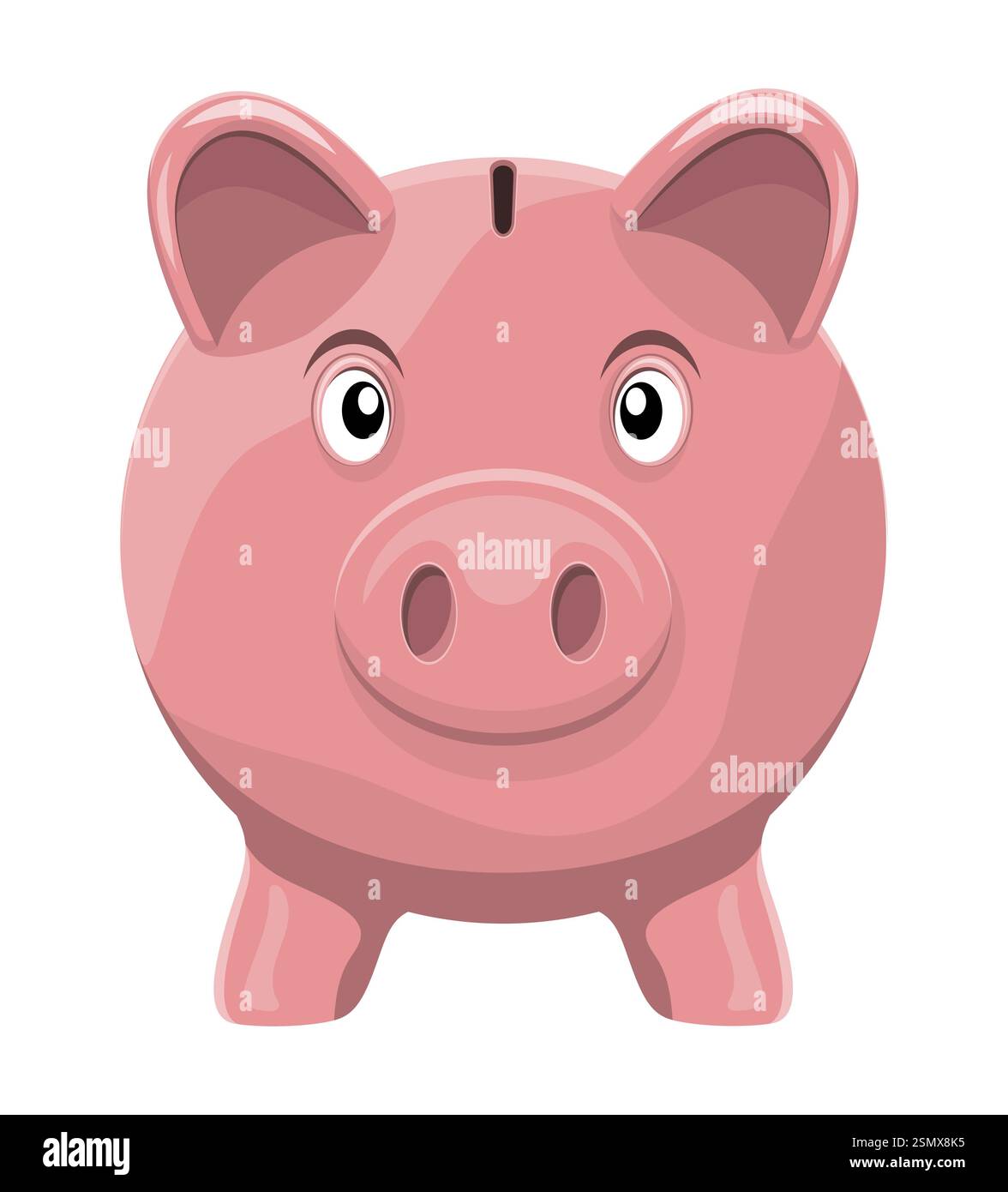 ceramic pink pig money box for saving money vector illustration ...