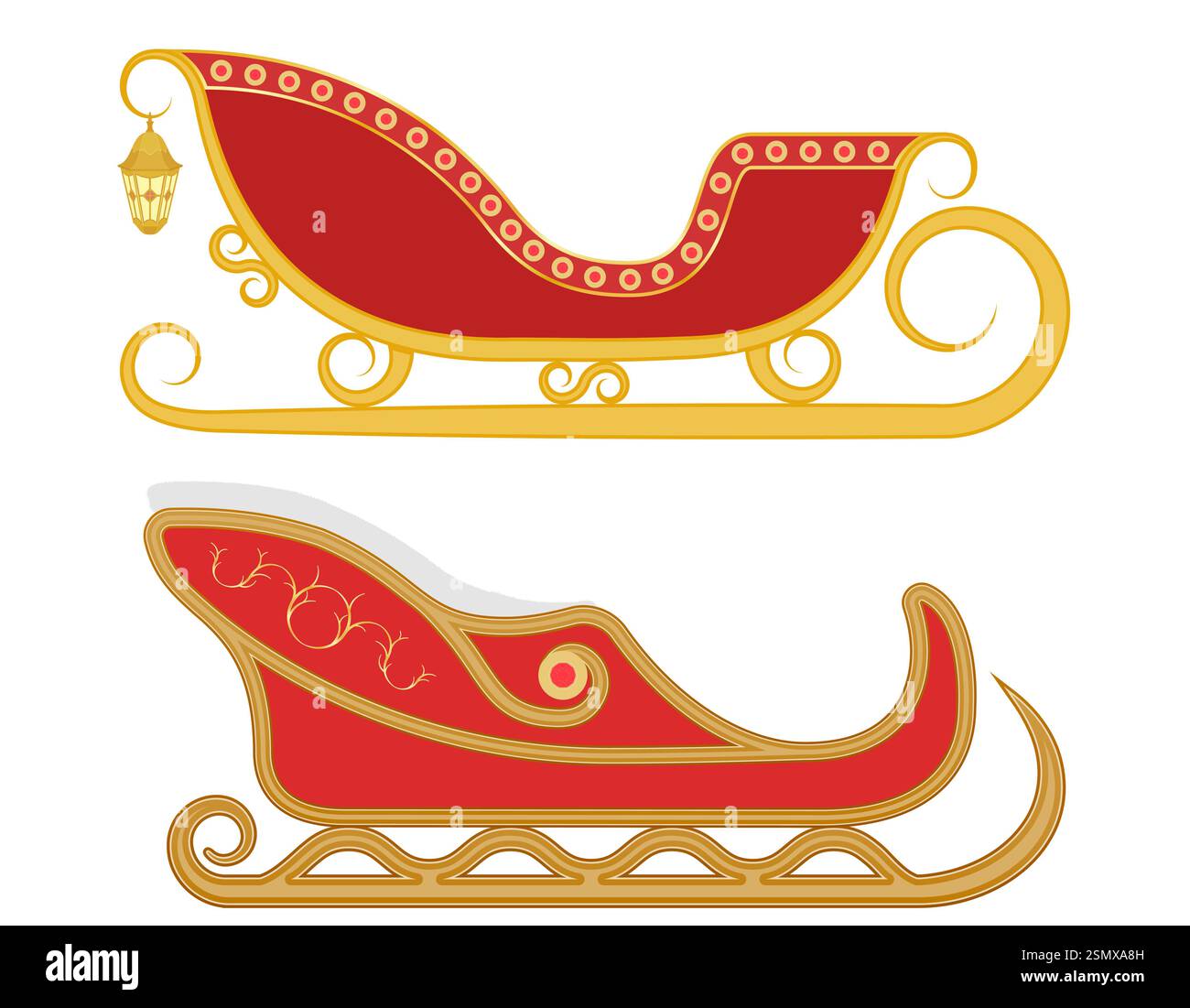 christmas winter santa sleigh flat style vector illustration isolated ...