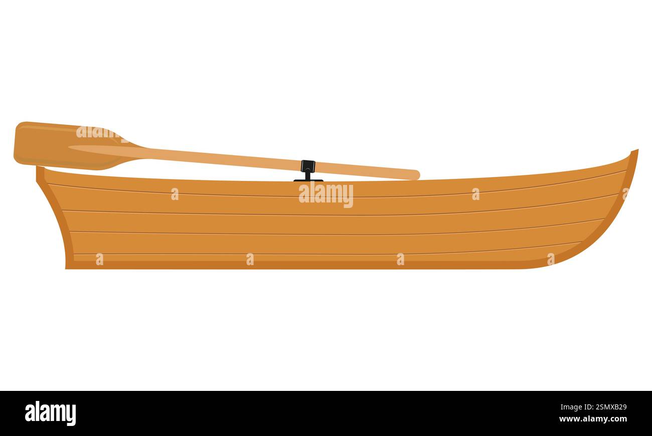 wooden boat top view flat style vector illustration isolated on white ...