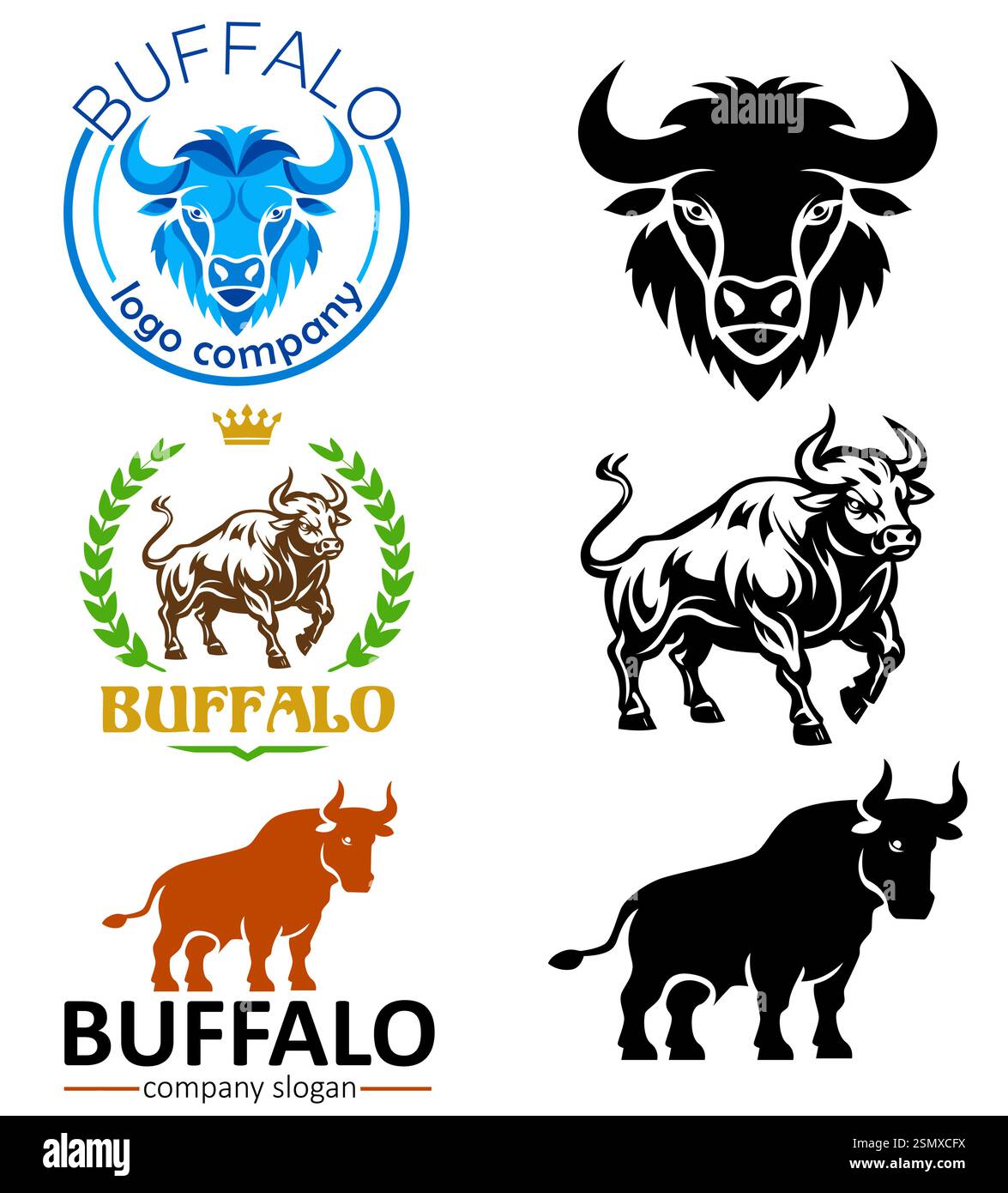 buffalo logo creative and original for your business or company set ...