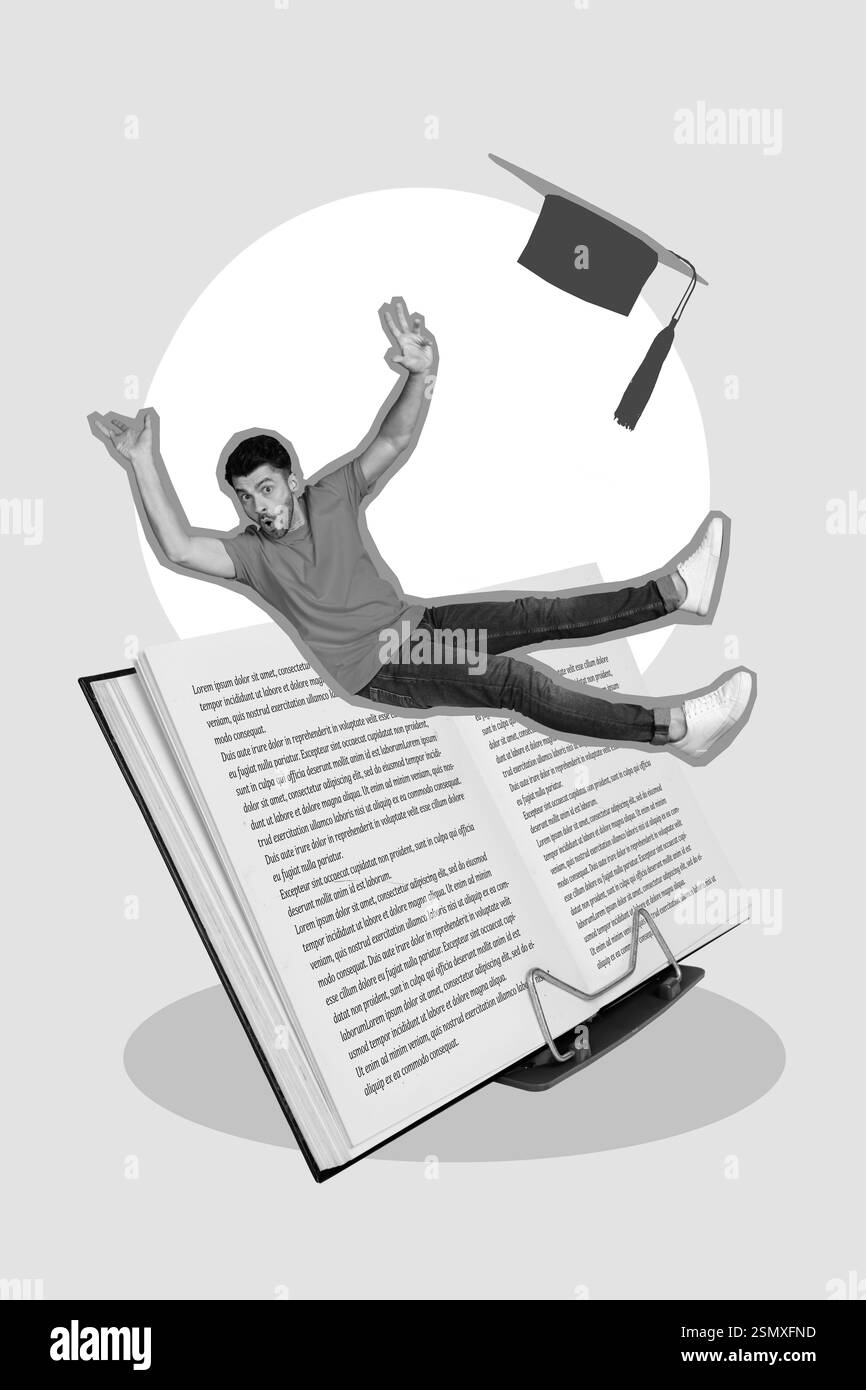 Artwork magazine collage picture of funky funny finishing education ...