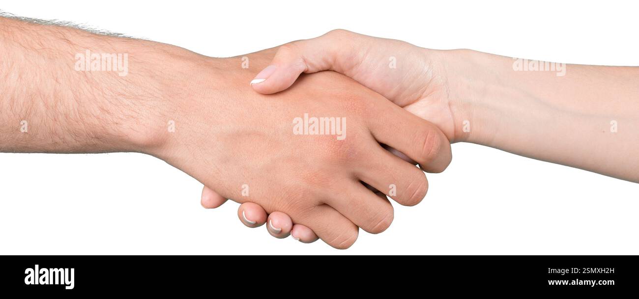 Handshake between two people signifies agreement and collaboration in a professional setting ...