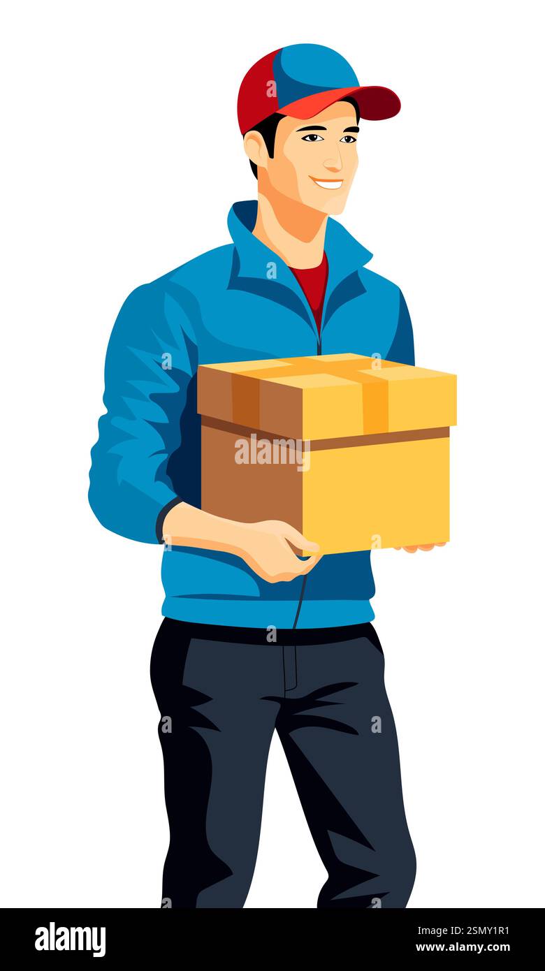 delivery man courier flat stock vector illustration Stock Vector Image ...