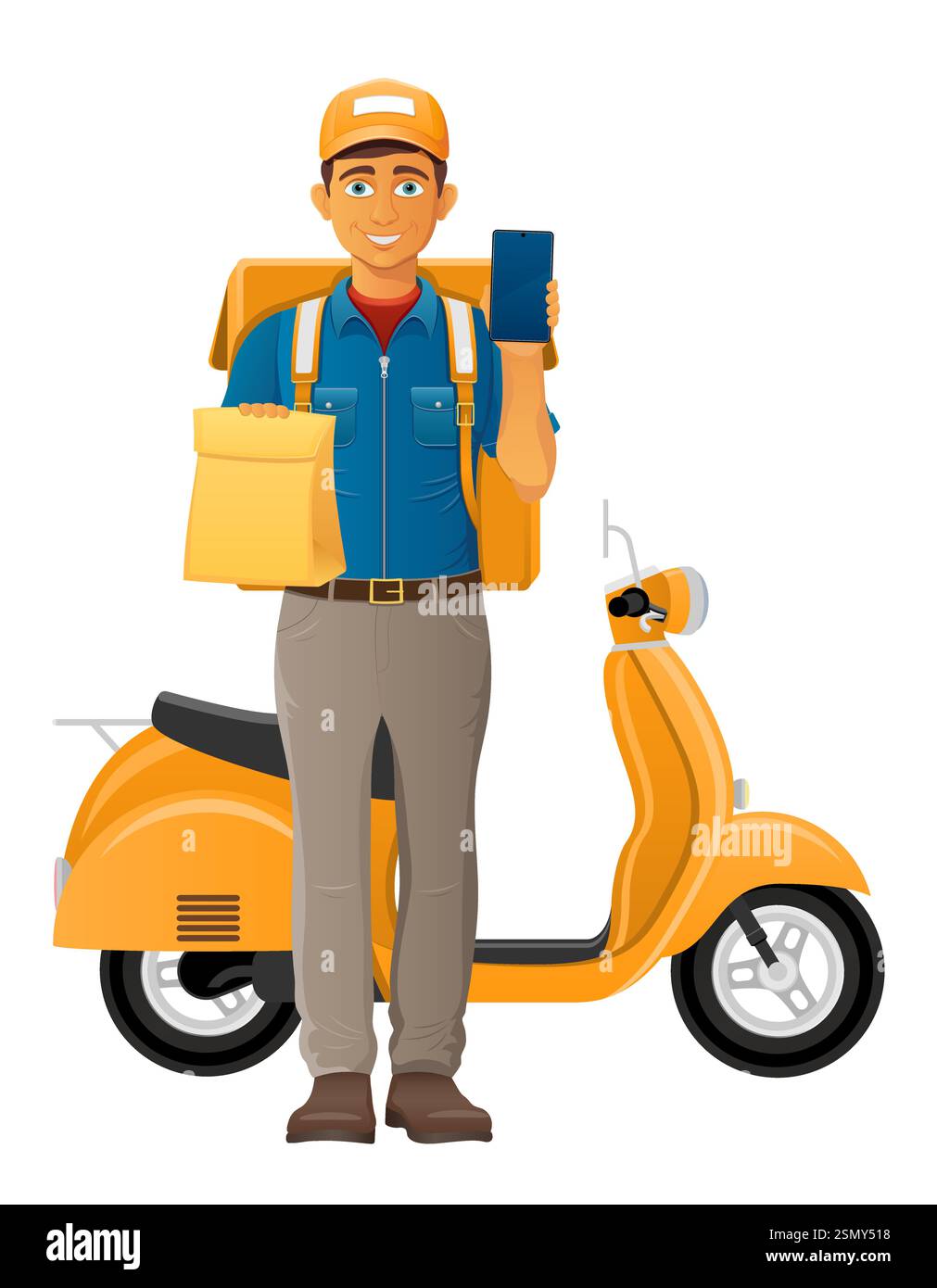 delivery man on scooter courier service vector illustration isolated on ...