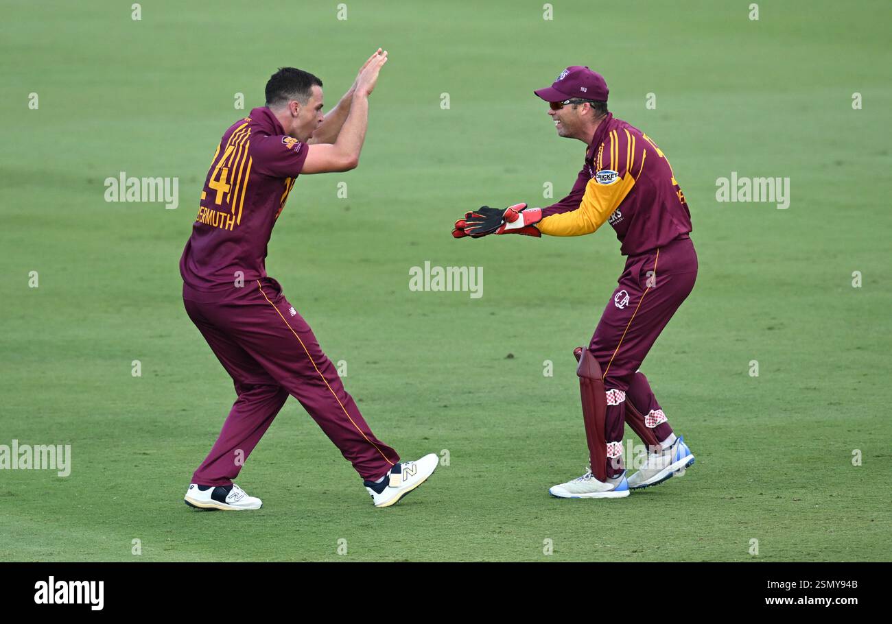 Brisbane, Australia. 13th Feb, 2025. Jack Wildermuth (left) and Jimmy ...