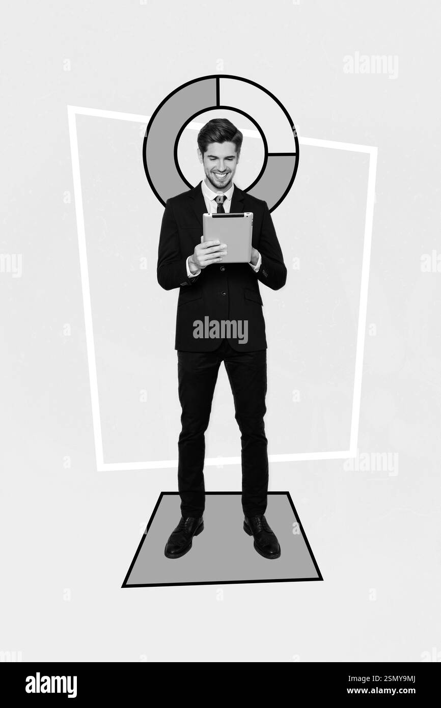 Creative 3d photo artwork collage painting of smiling worker guy google ...