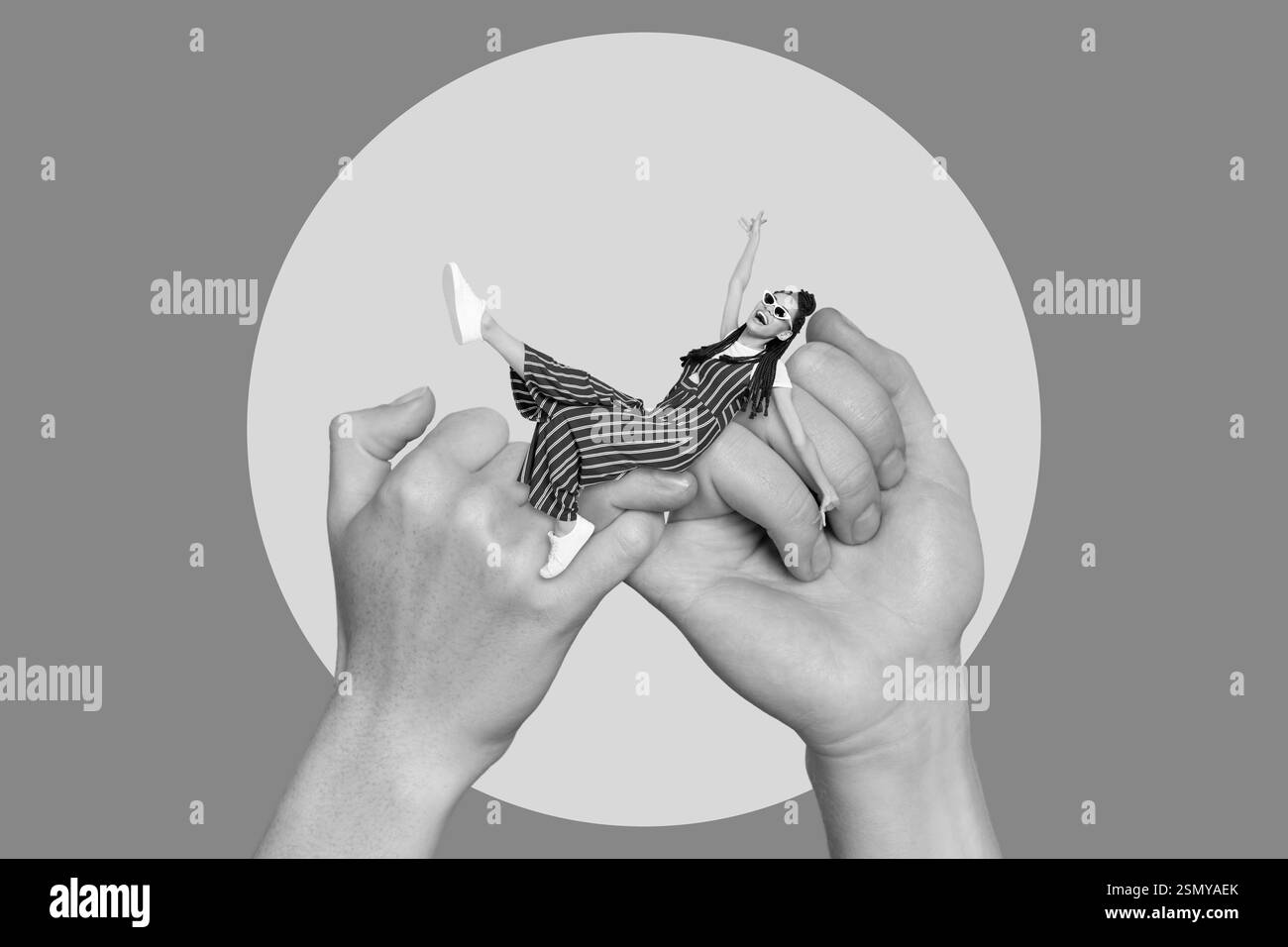 Creative photo 3d collage artwork poster postcard of charming lady sit ...