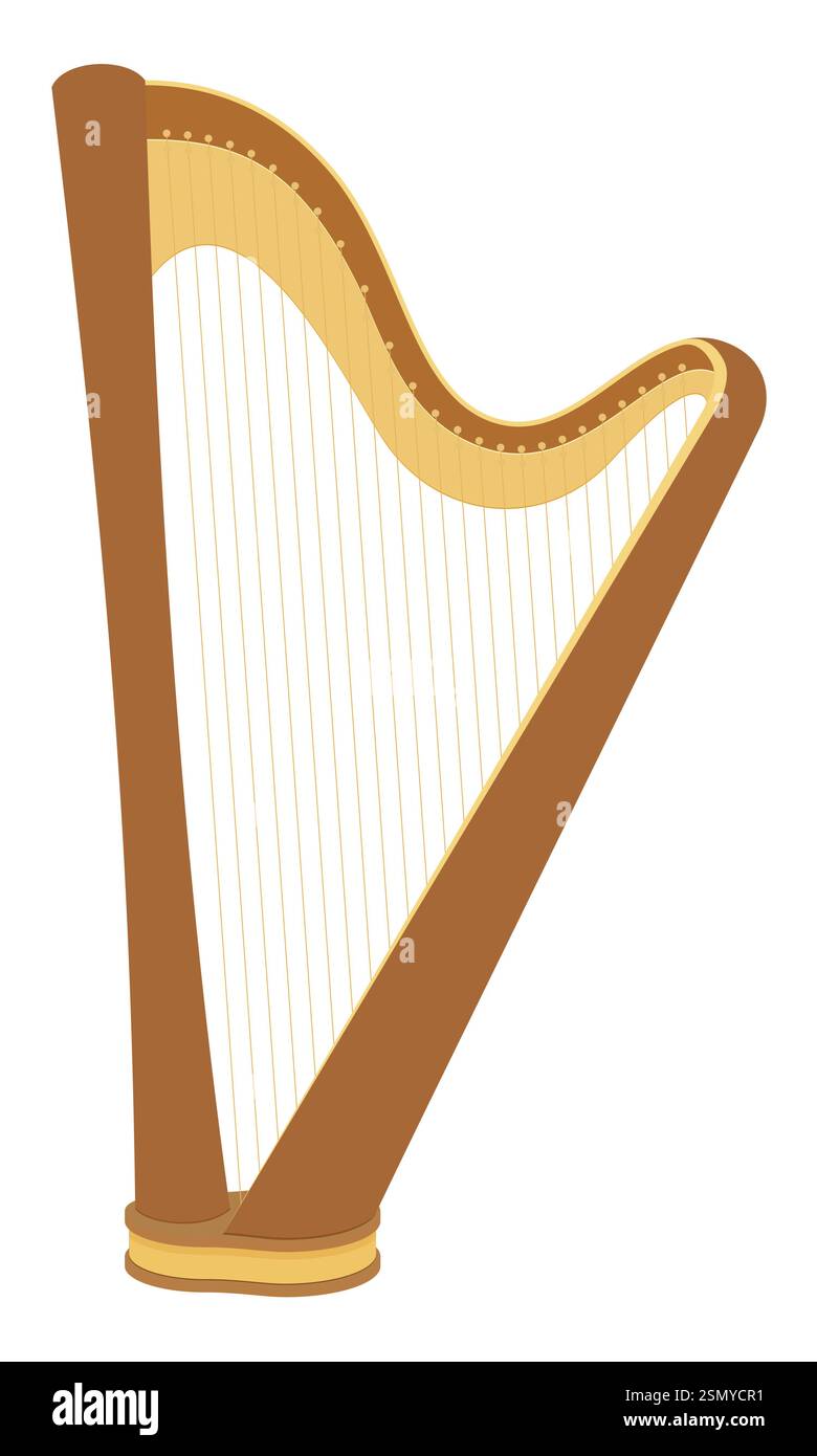 harp musical instrument flat style vector illustration isolated on ...