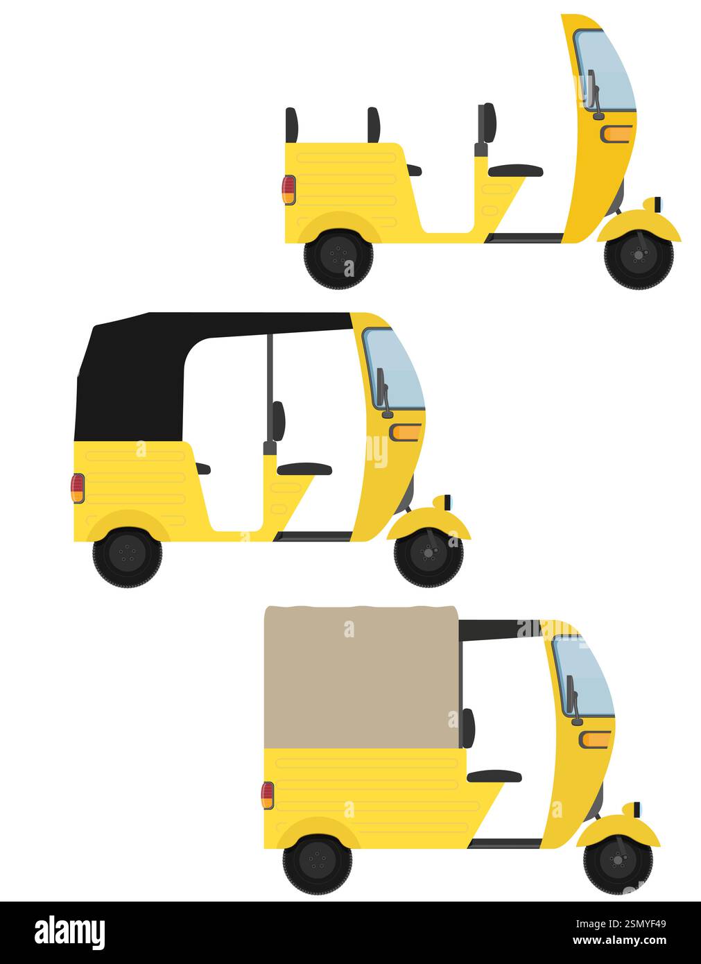 motor rickshaw tuk-tuk indian taxi transport flat style vector ...