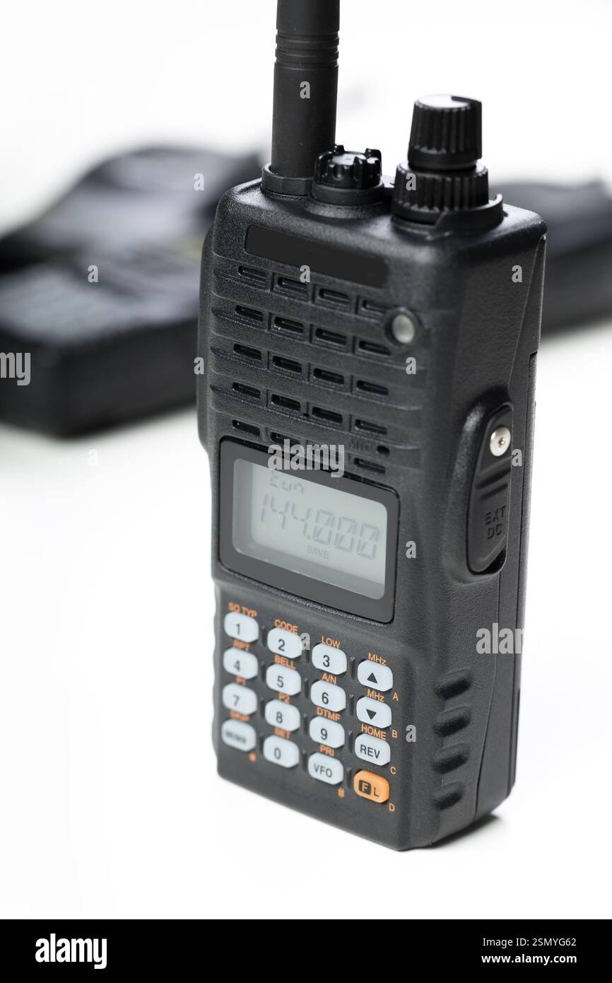 Handheld communication device used for radio transmissions in various ...