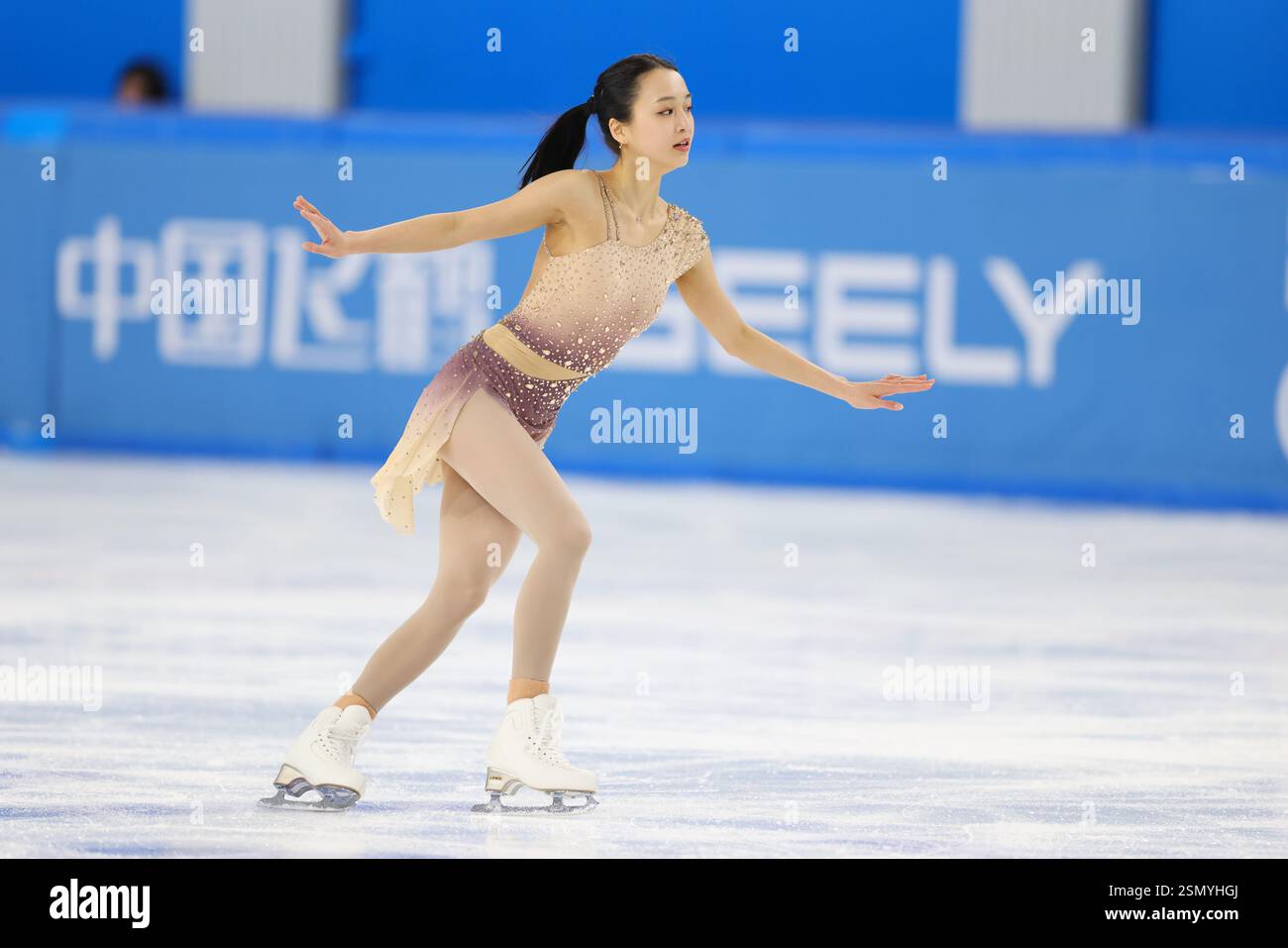 Harbin, China. 13th Feb, 2025. Zhu Yi (CHN) Figure Skating : Women's Free Skating during the ...