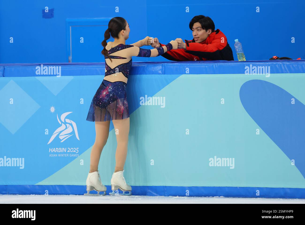 Harbin, China. 13th Feb, 2025. (L to R) Hana Yoshida, Hiroaki Sato (JPN) Figure Skating : Women ...