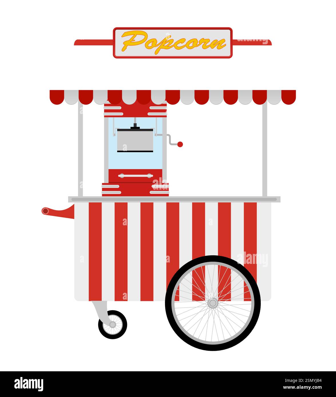 flat style popcorn making machine sweet snack vector illustration ...