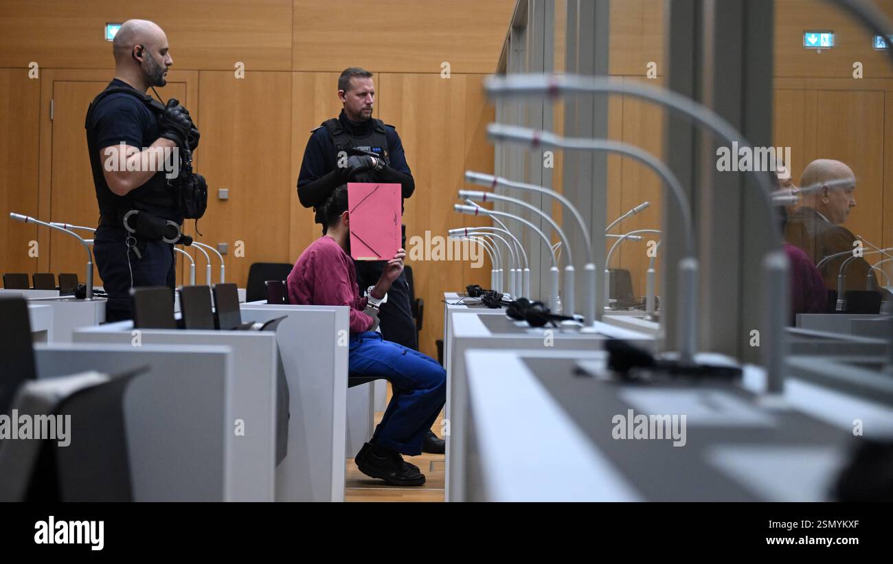 Stuttgart, Germany. 13th Feb, 2025. The accused Sulaiman A. sits in his ...