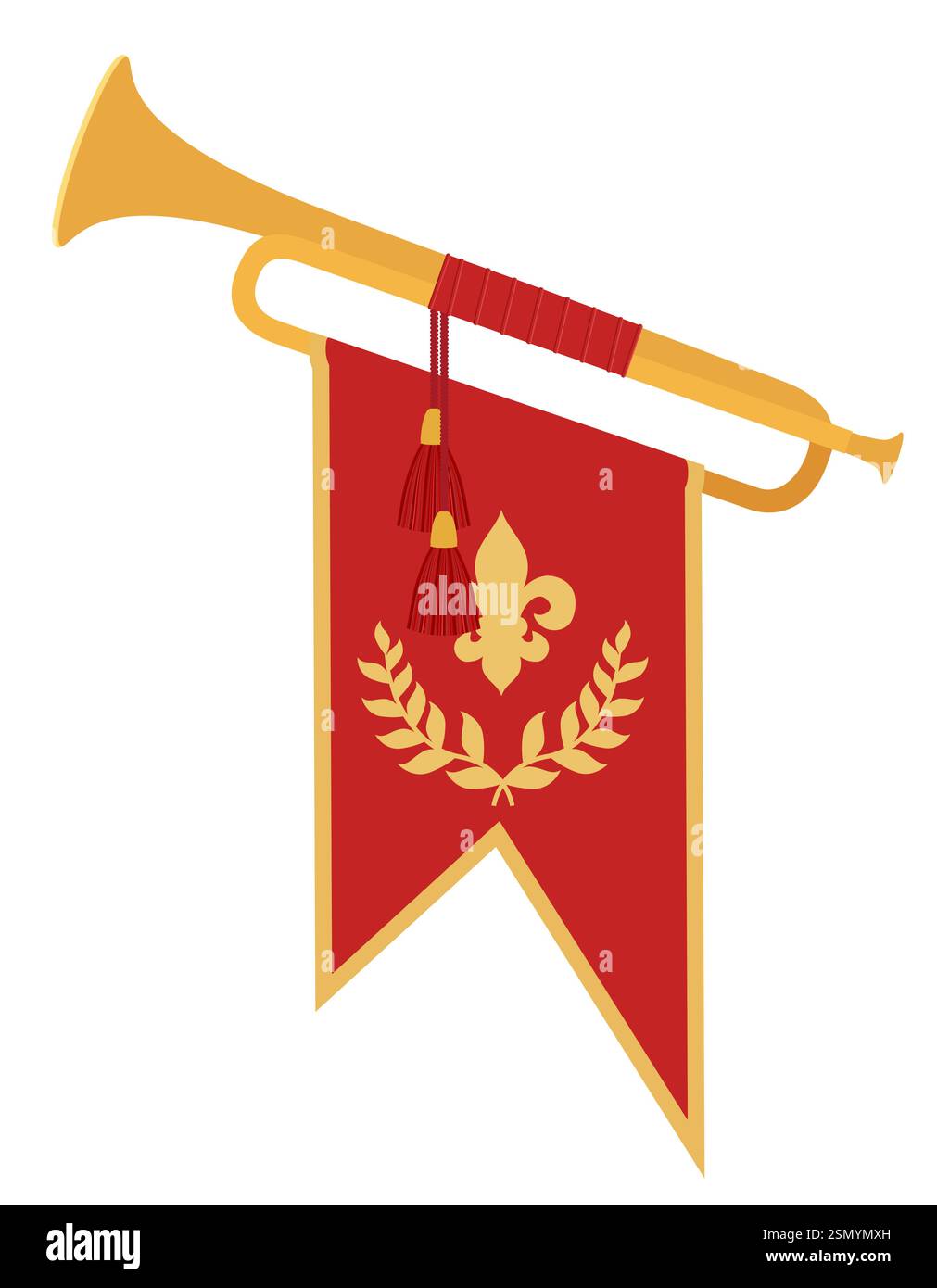 king royal golden horn trumpet flat style vector illustration isolated ...