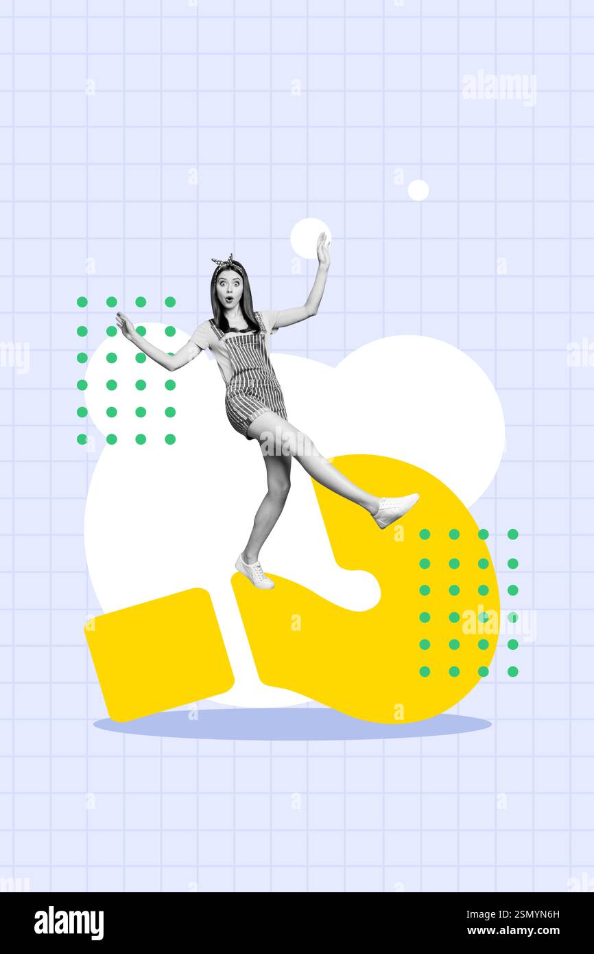 Exclusive image vertical photo collage of astonished girl stand ...