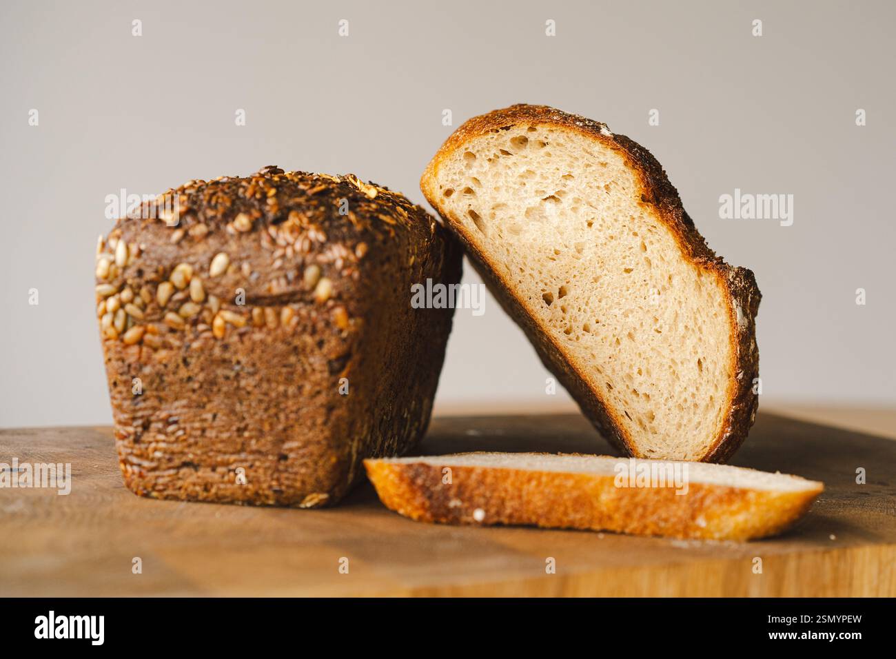 Whole grain, yeast-free healthy sourdough bread Stock Photo - Alamy