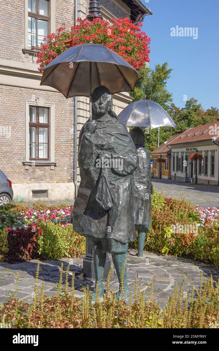 Hungary, Budapest, Obuda, Fo Ter, Bronze statues of Women with ...