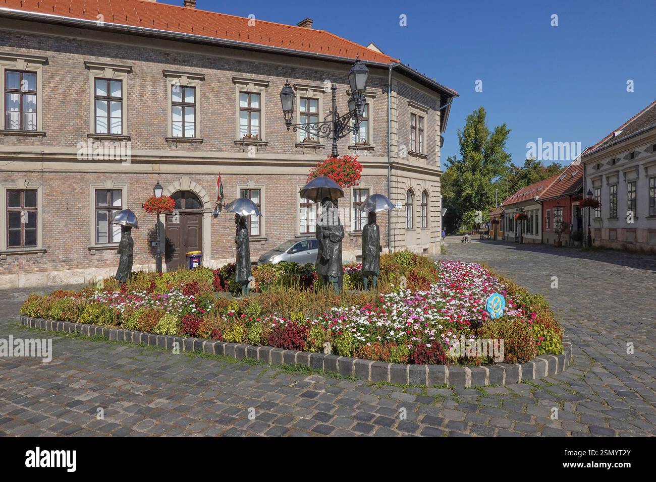 Hungary, Budapest, Obuda, Fo Ter, Bronze statues of Women with ...