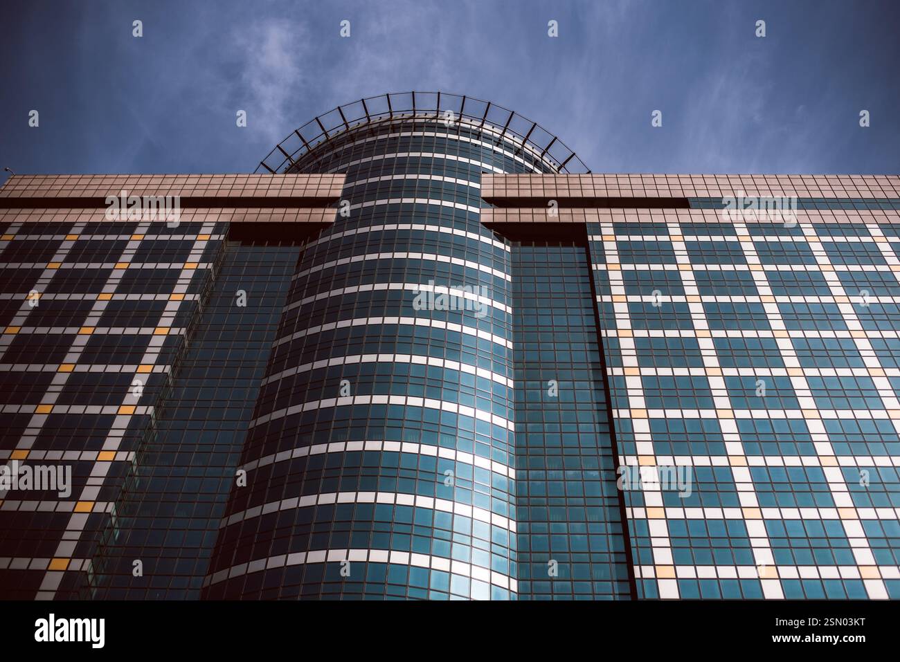 Long angle shot of Central Bank of Nigeria Lagos business district ...