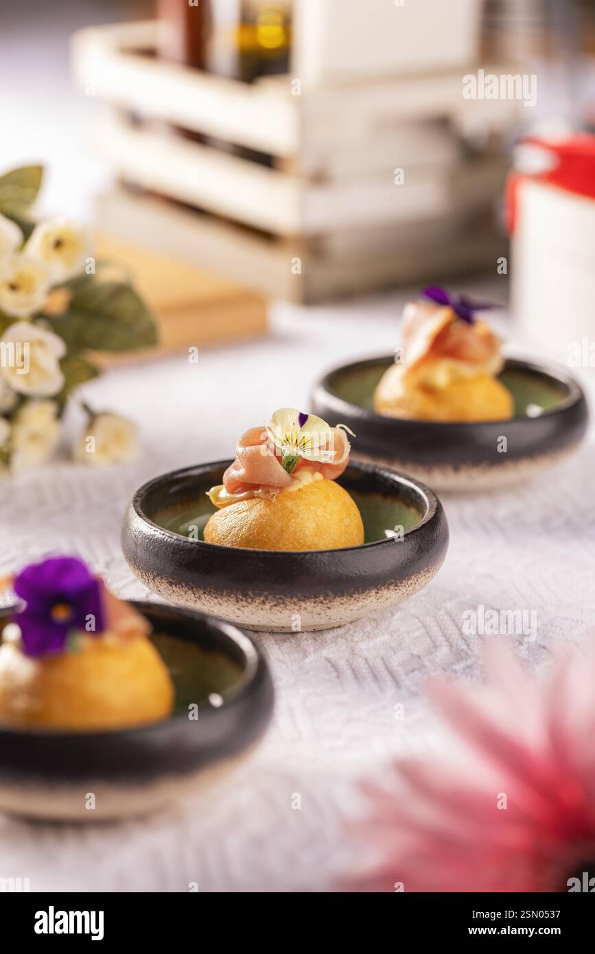 Cheese balls in prosciutto hi-res stock photography and images - Alamy