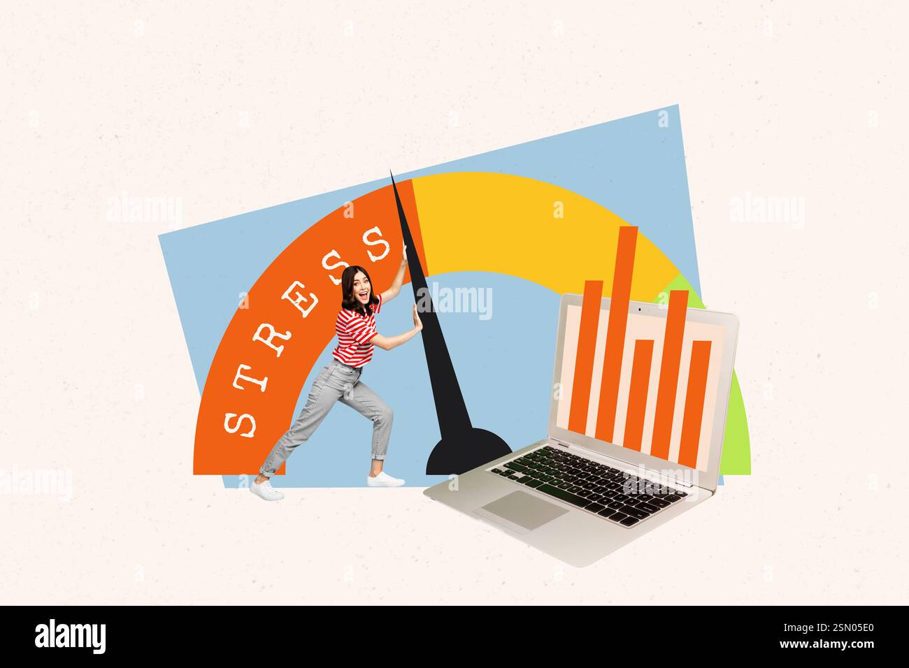 Creative sketch collage of happy freelancer employee workload ...