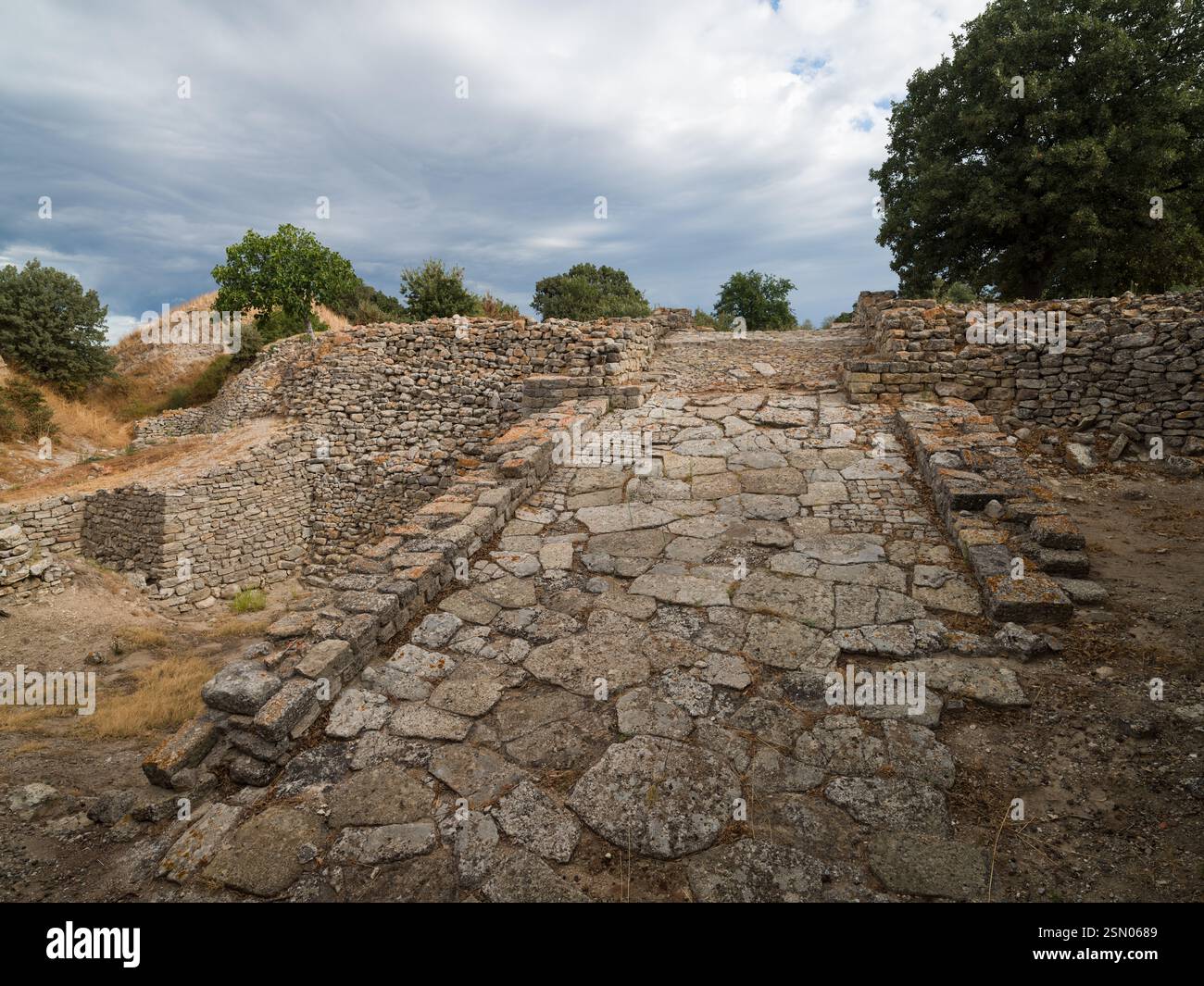 Remains of the city roads of the ancient city of Troy. Troy is a ...