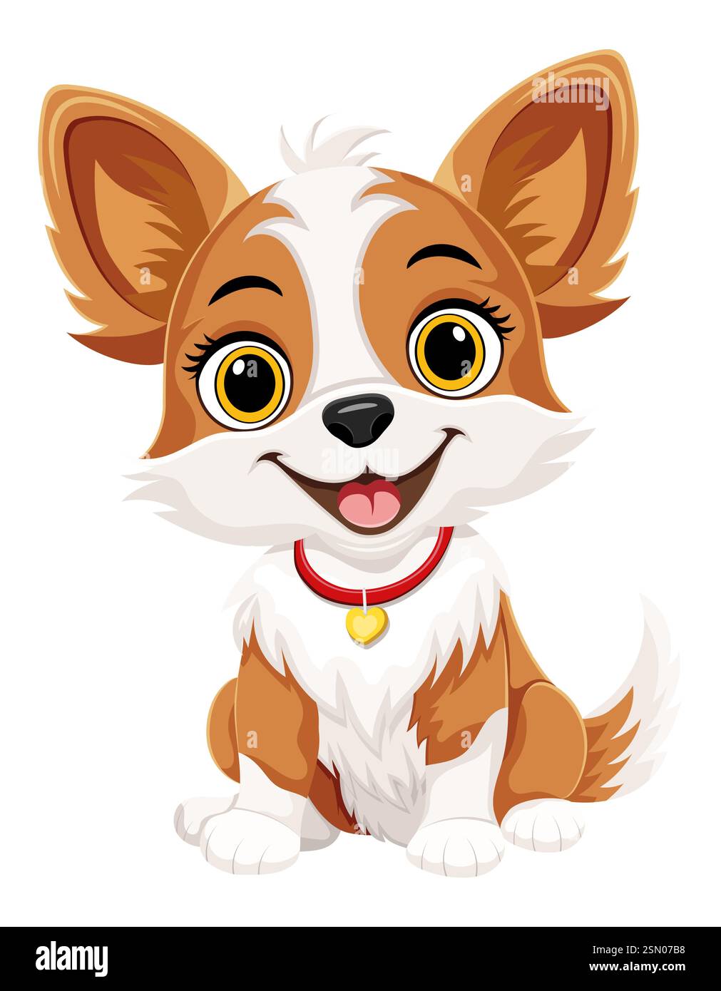 small puppy dog flat cartoon vector illustration isolated on white ...