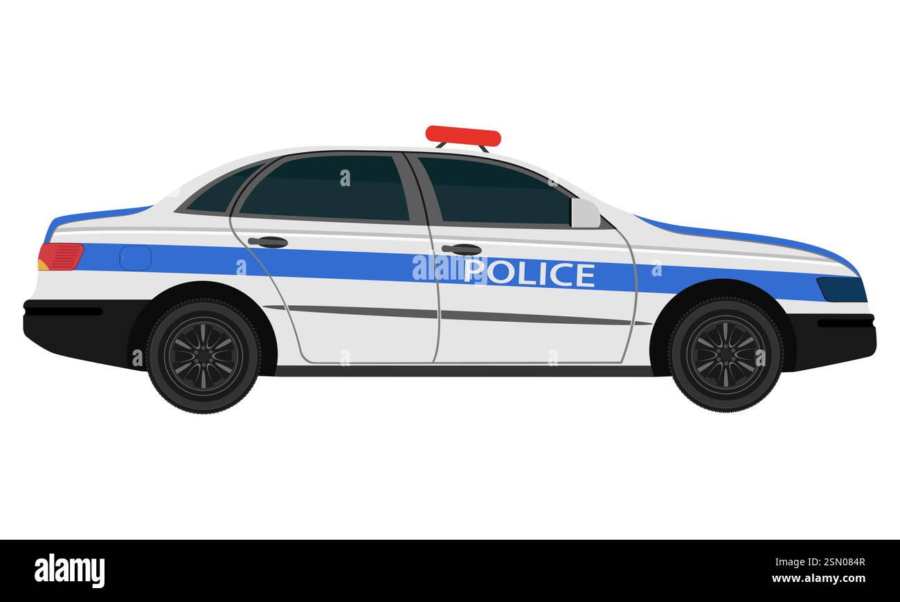 police car vehicle flat style vector illustration isolated on white ...