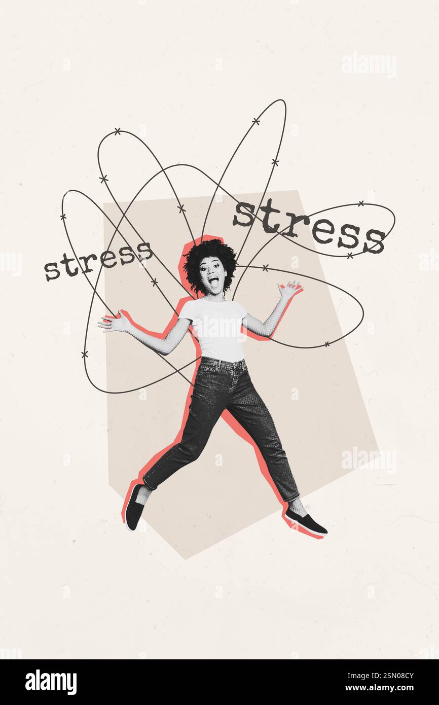 Art image vertical photo collage of angry american girl scream chain ...