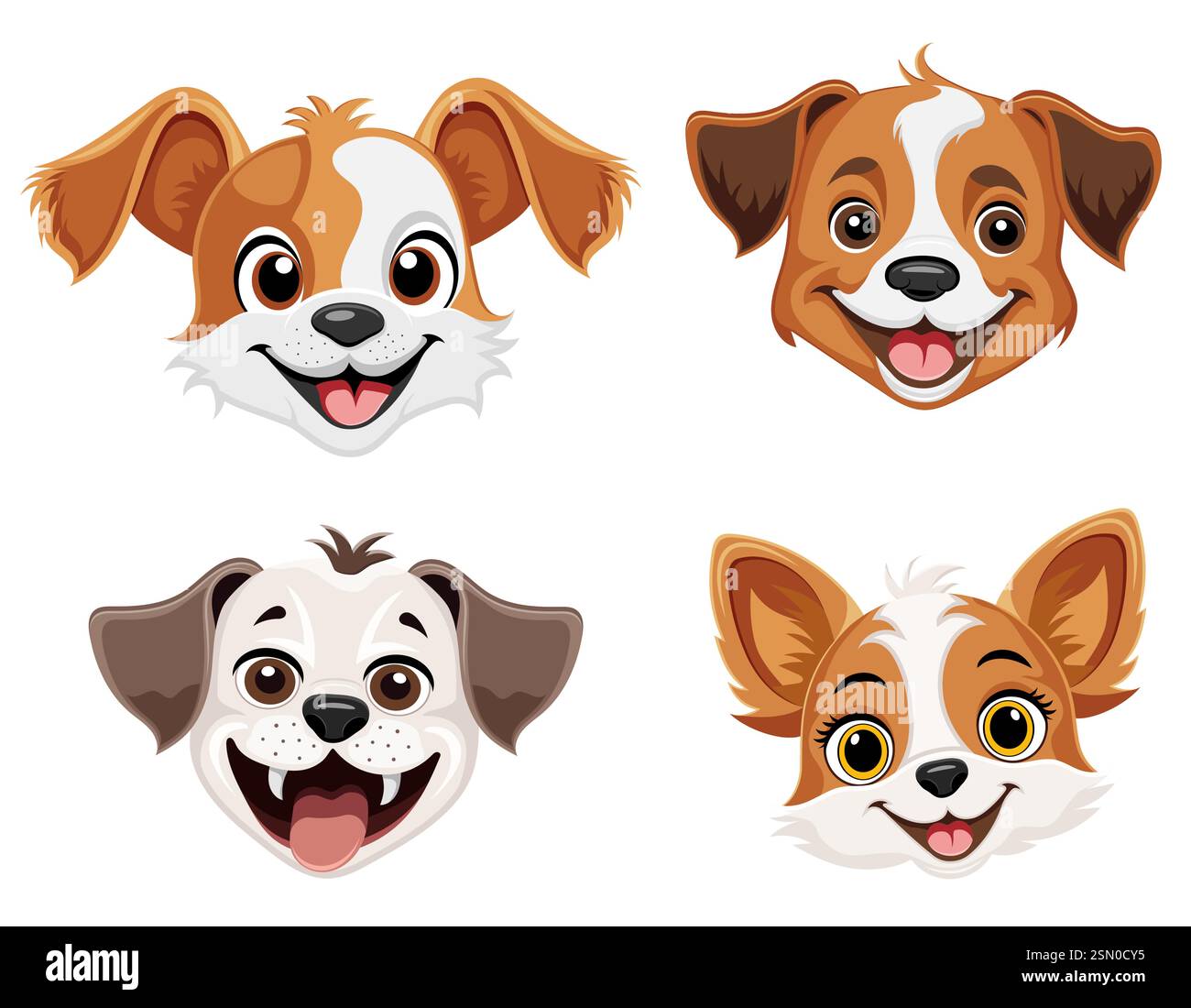 small puppy dog flat cartoon vector illustration isolated on white ...