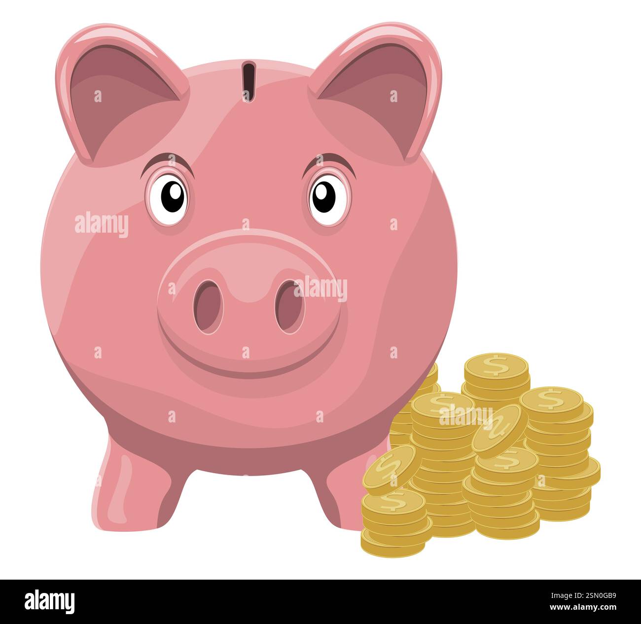 ceramic pink pig money box for saving money vector illustration ...