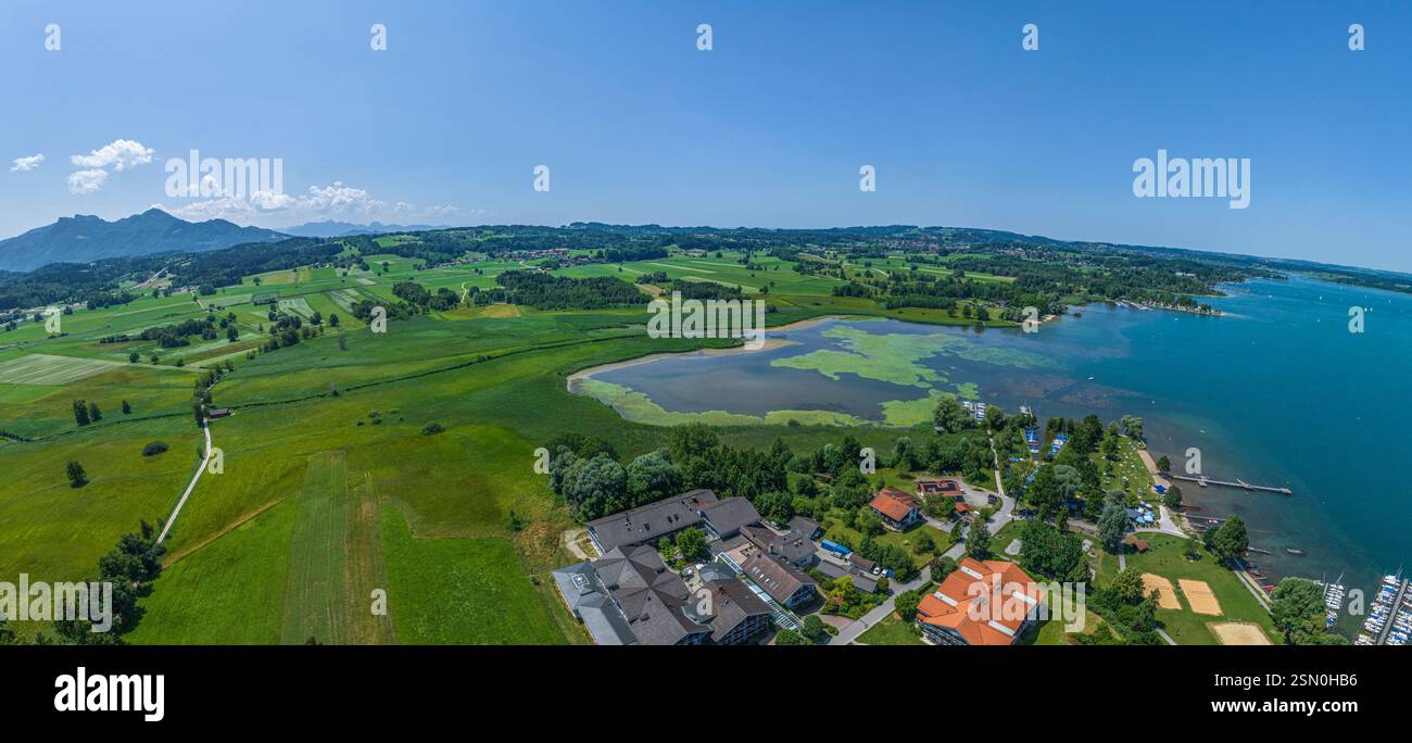 View of Lake Chiemsee near Bernau-Felden around the Chiemseepark ...