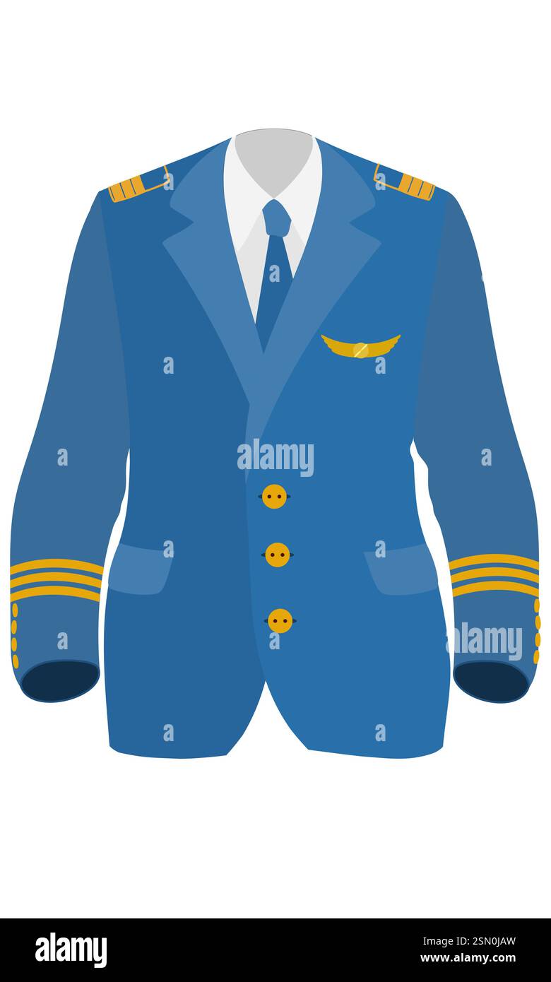 pilot uniform suit work clothes flat style vector illustration isolated ...