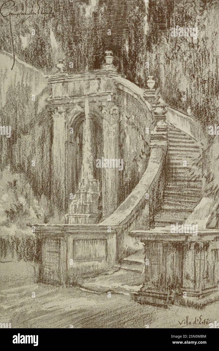 In the Garden of Villa d'Este Rome Italy - George Wharton Edwards ...