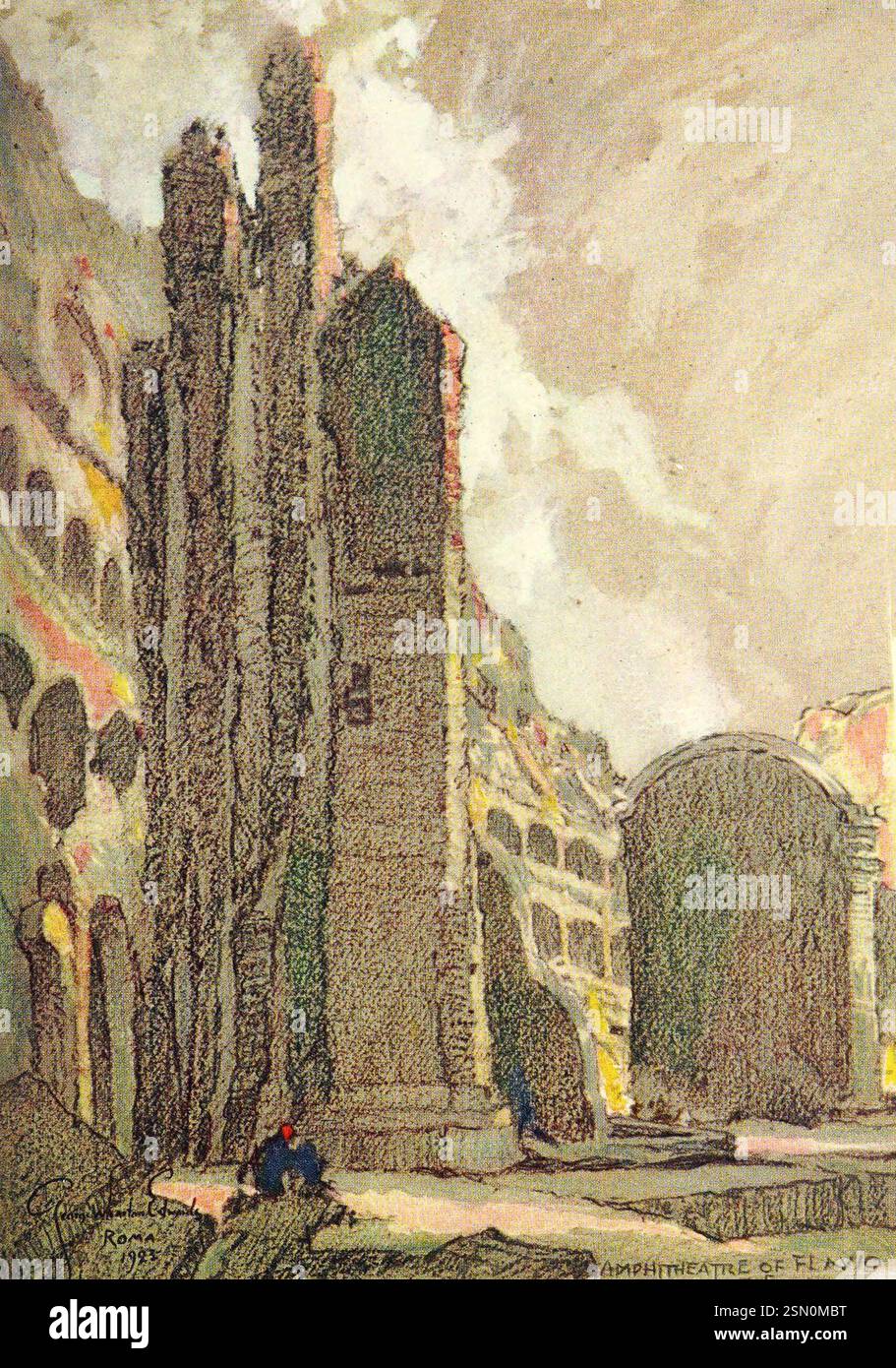 Flavian Amphitheater - George Wharton Edwards circa 1928 Stock Photo ...