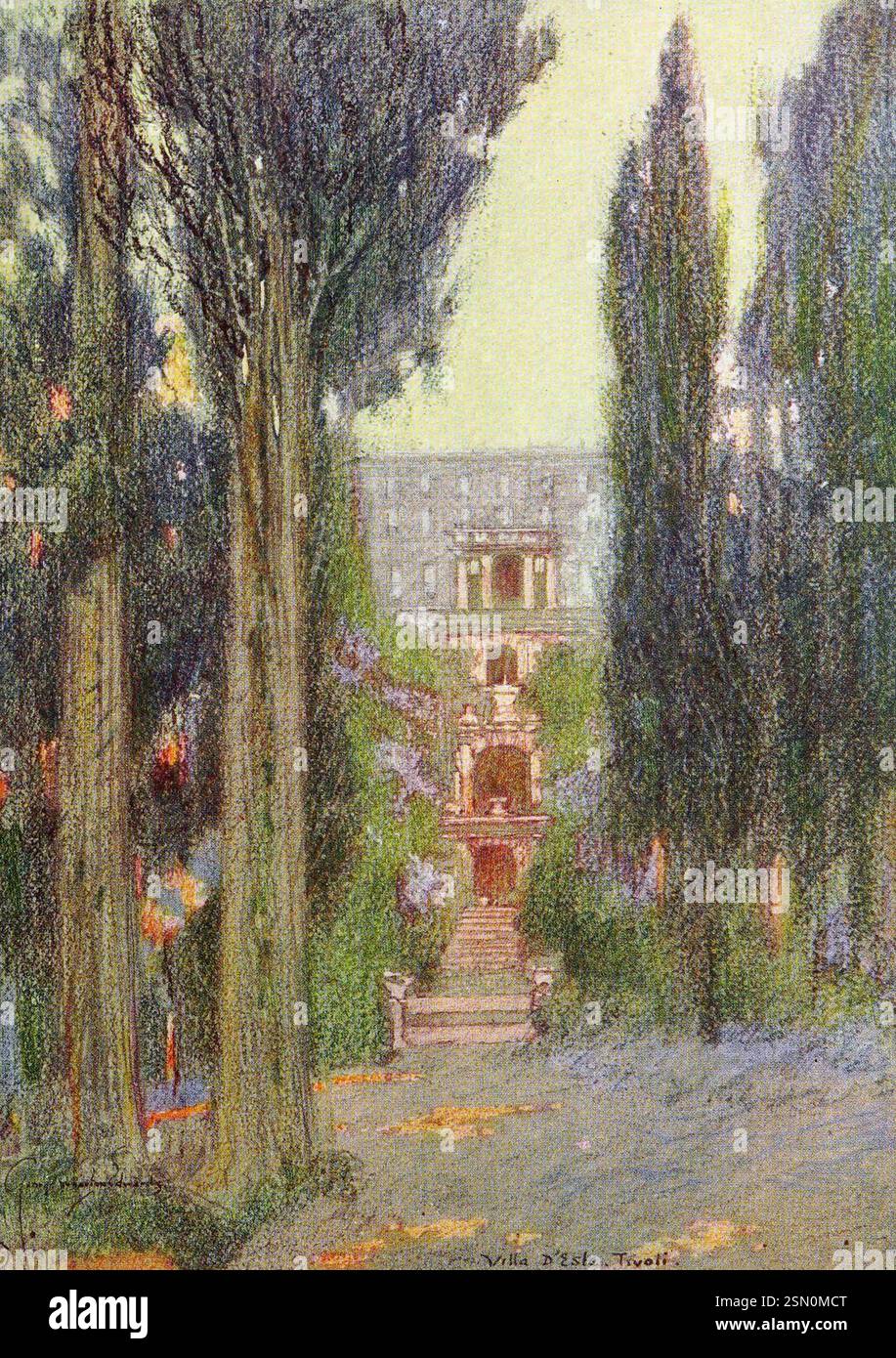 Villa d'Este Rome Italy - George Wharton Edwards, circa 1928 Stock ...