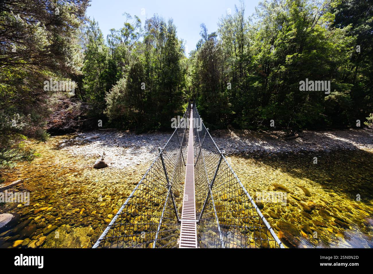 Frenchmans Cap Suspended Bridge in Tasmania Australia Stock Photo - Alamy
