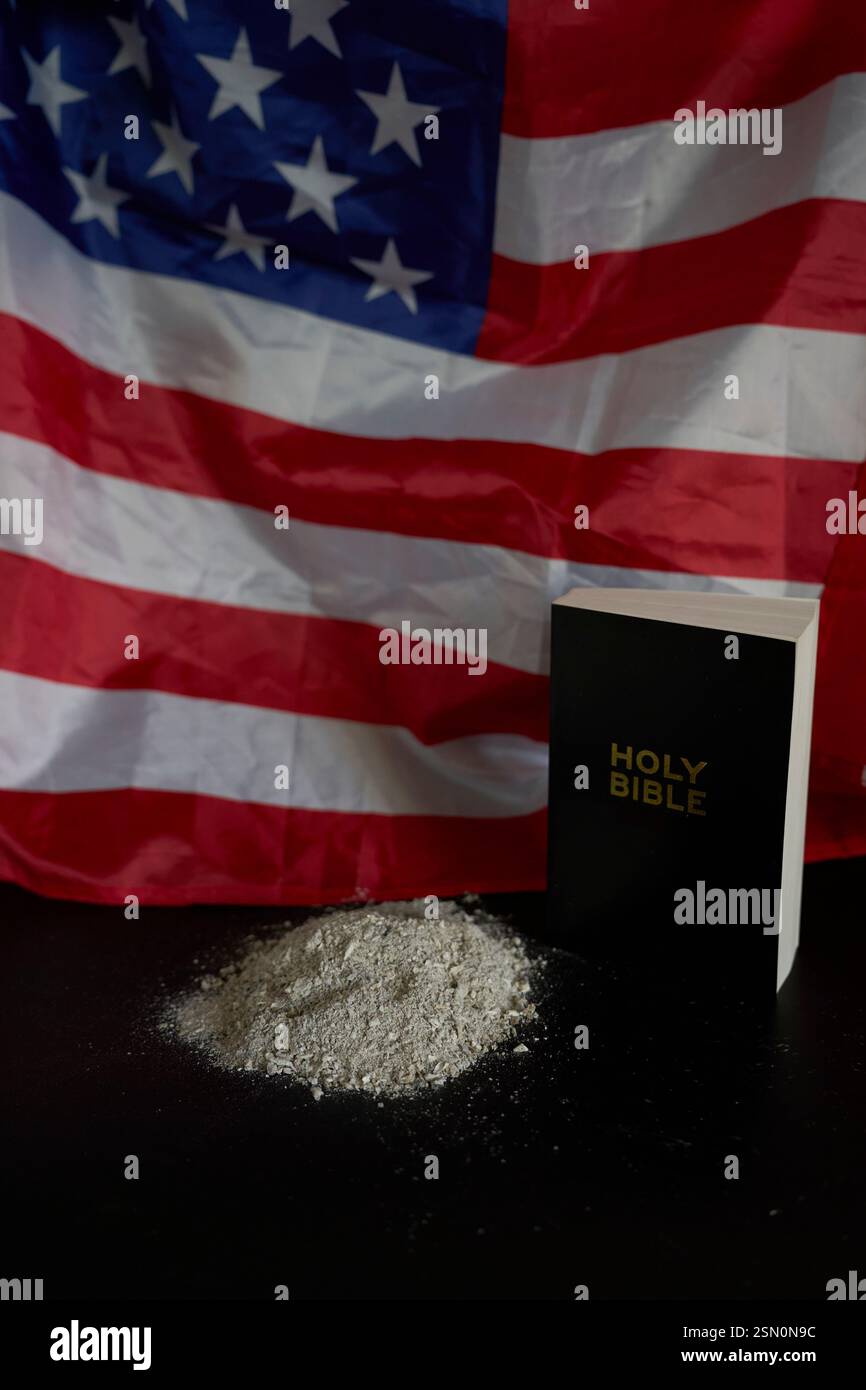 funeral, American flag, bible, ashes, farewell, grief Stock Photo - Alamy