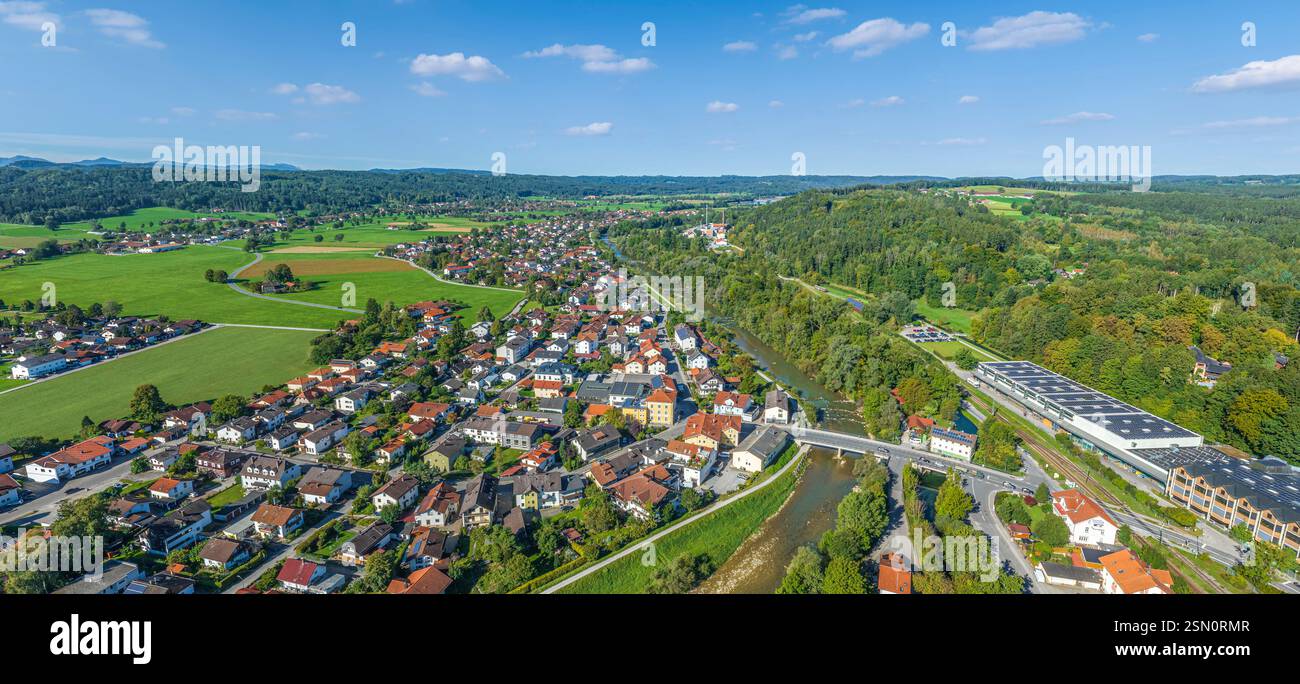 View of the Mangfall valley around Bruckmühl on the edge of the ...